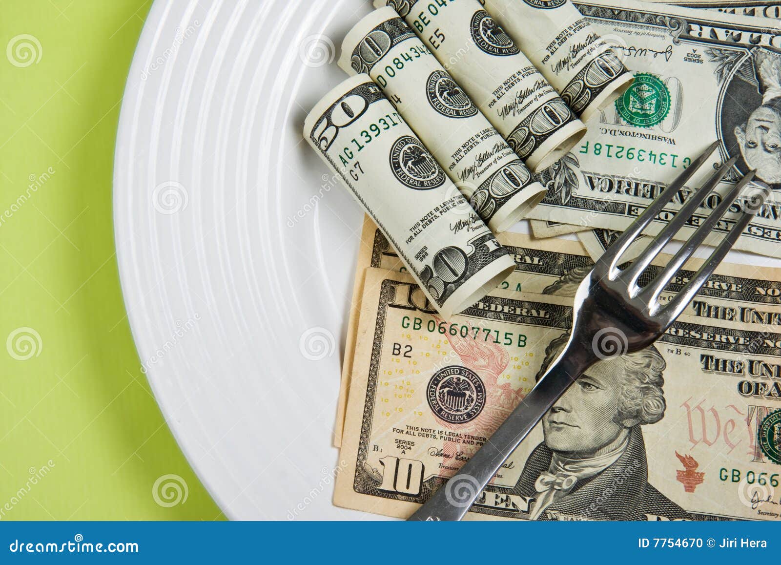 Money on plate stock photo. Image of franklin, green, cash - 7754670