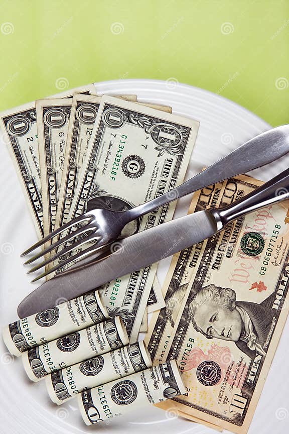 Money on plate stock image. Image of dinner, macro, green - 7754837