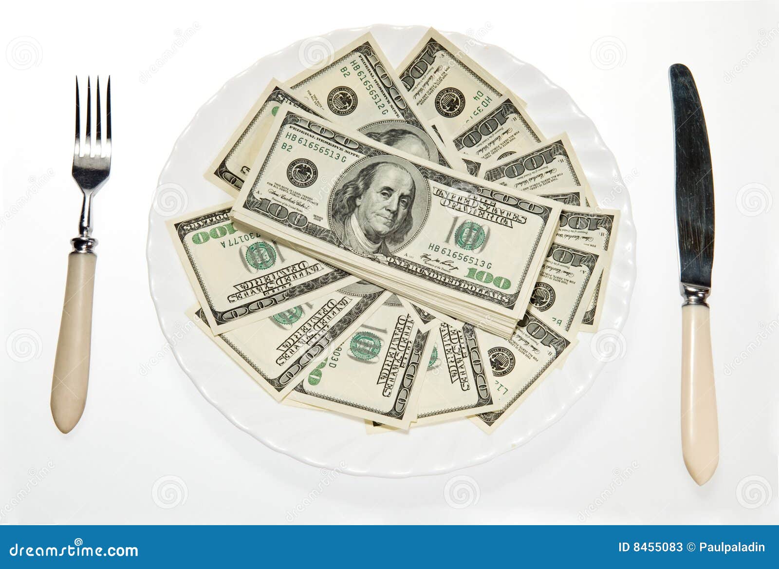Money on plate stock image. Image of menu, meal, cash - 8455083