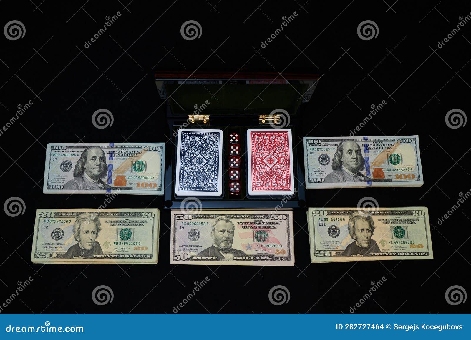 Money, playing cards stock photo. Image of entertainment - 282727464
