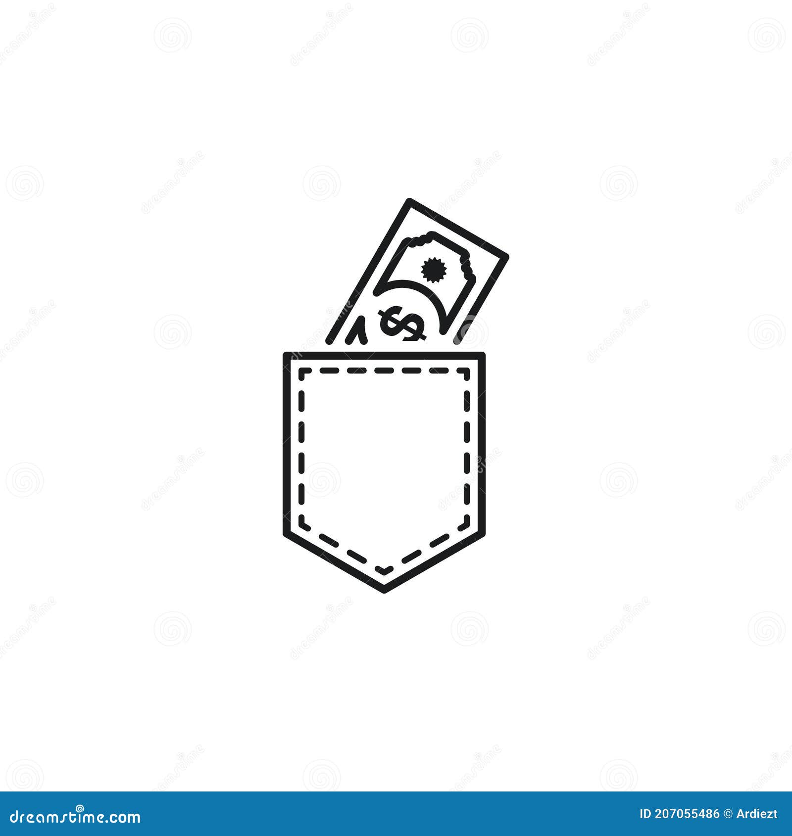 Money in Pocket Icon Vector Illustration Stock Vector - Illustration of ...