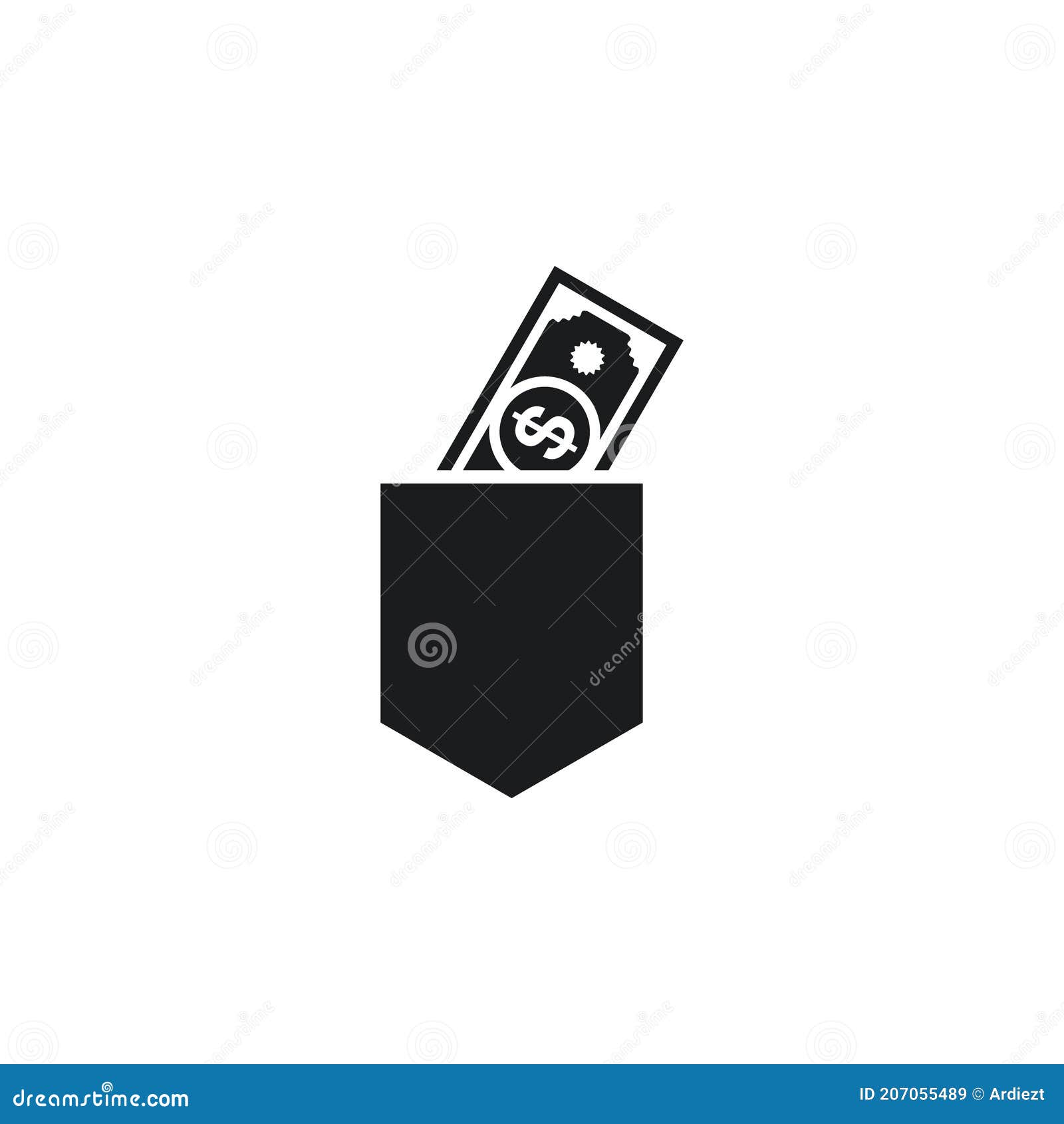 Money in Pocket Icon Vector Illustration Stock Vector - Illustration of ...