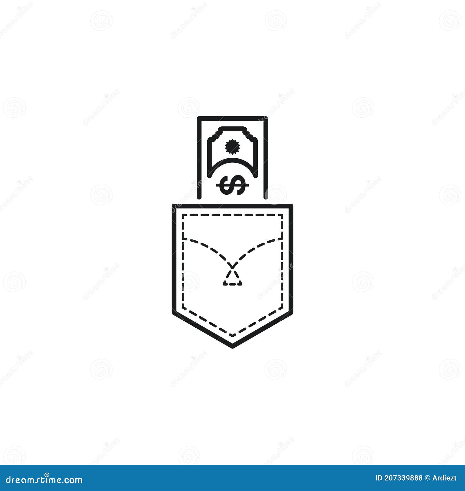 Money in Pocket Icon Vector Illustration Stock Vector - Illustration of ...
