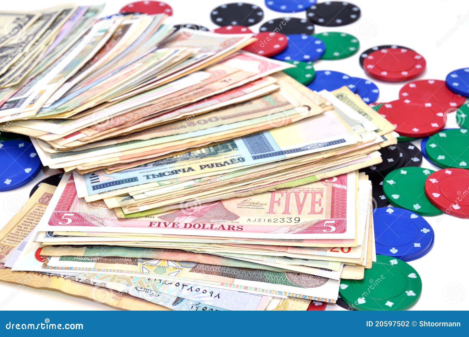 Money and poker chips stock photo. Image of banknotes - 20597502