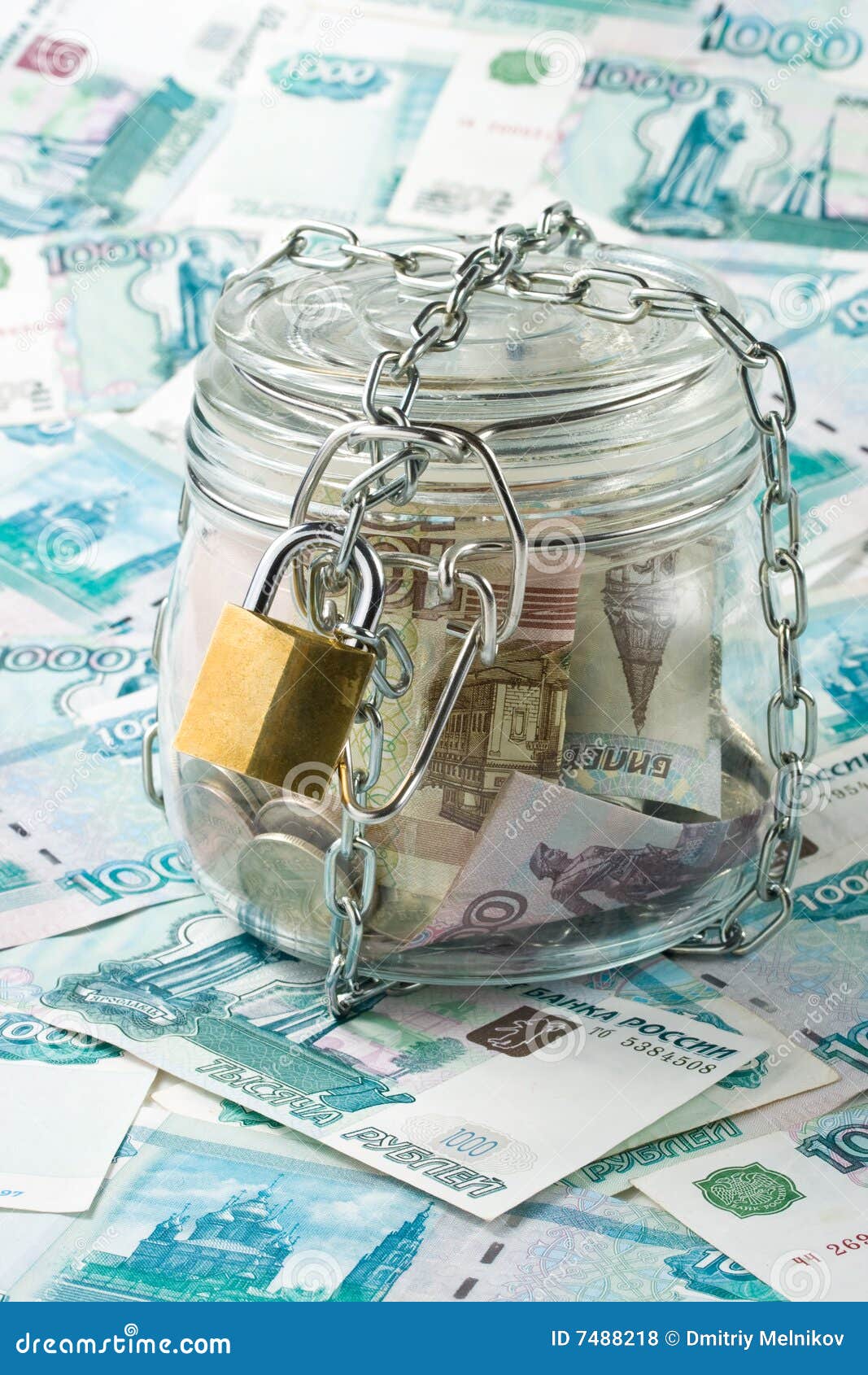 Money in a pot. stock photo. Image of chain, moneybox - 7488218