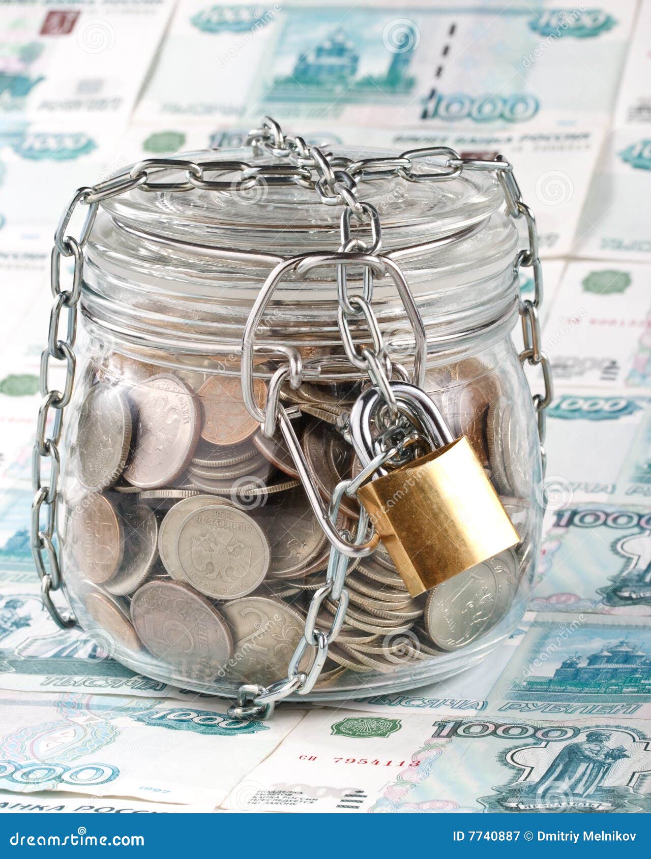Money in a pot. stock image. Image of lock, bank, chain - 7740887