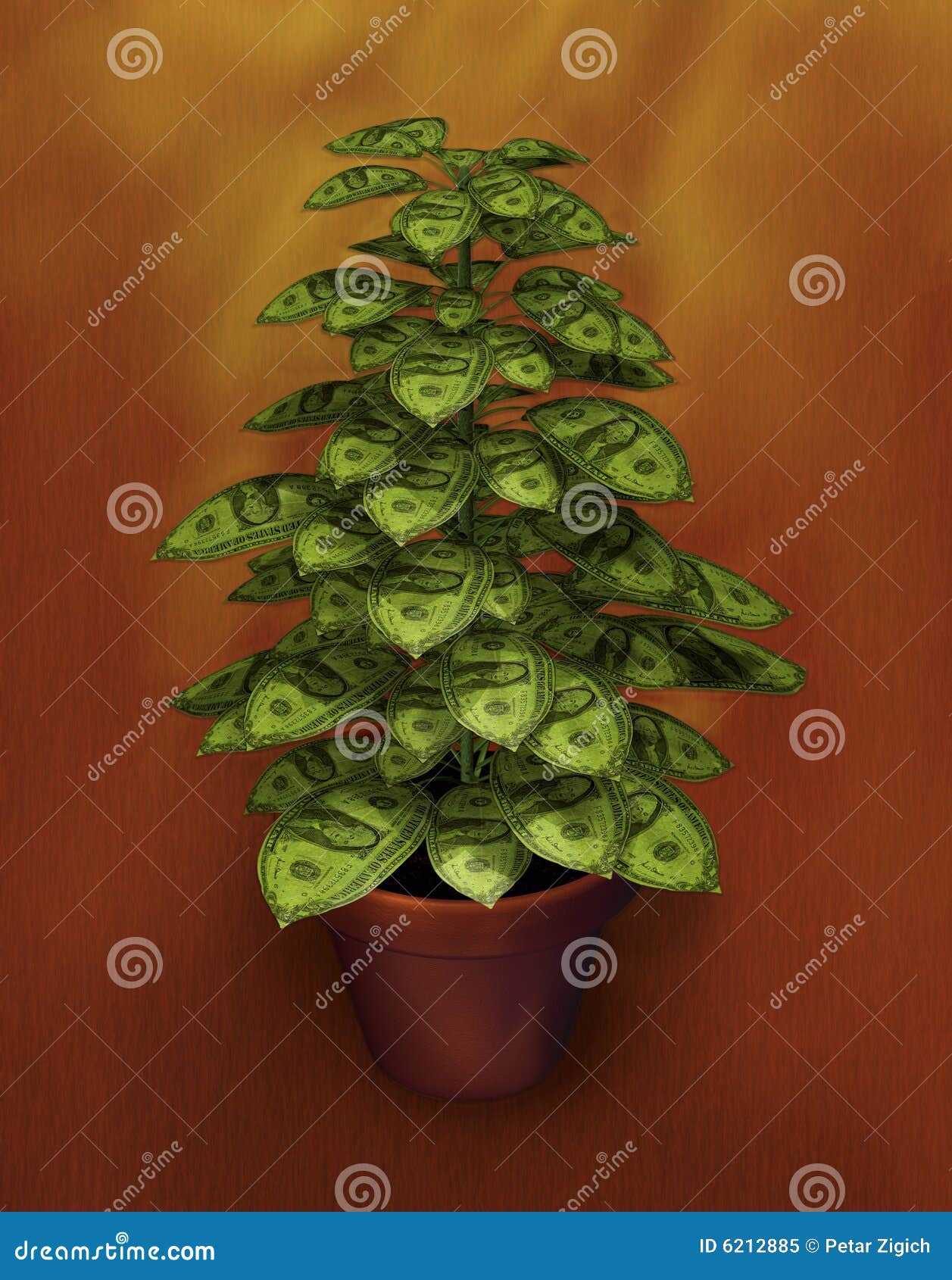 Money pot plant stock illustration. Illustration of portfolio - 6212885