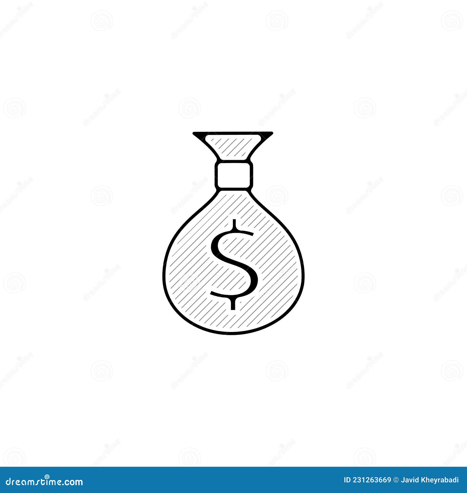 Money Pouch Bag Thin Line Icon. Money Pouch Hand Drawn Thin Line Icon ...