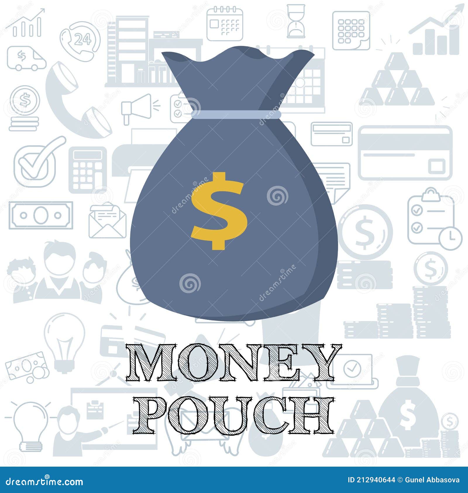 Money Pouch Flat Illustration, Money Bag Business Vector Illustration ...