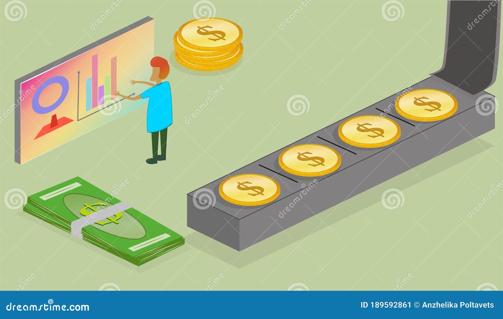 Money Production Workshop with an Analyst and a Bundle of Money and ...