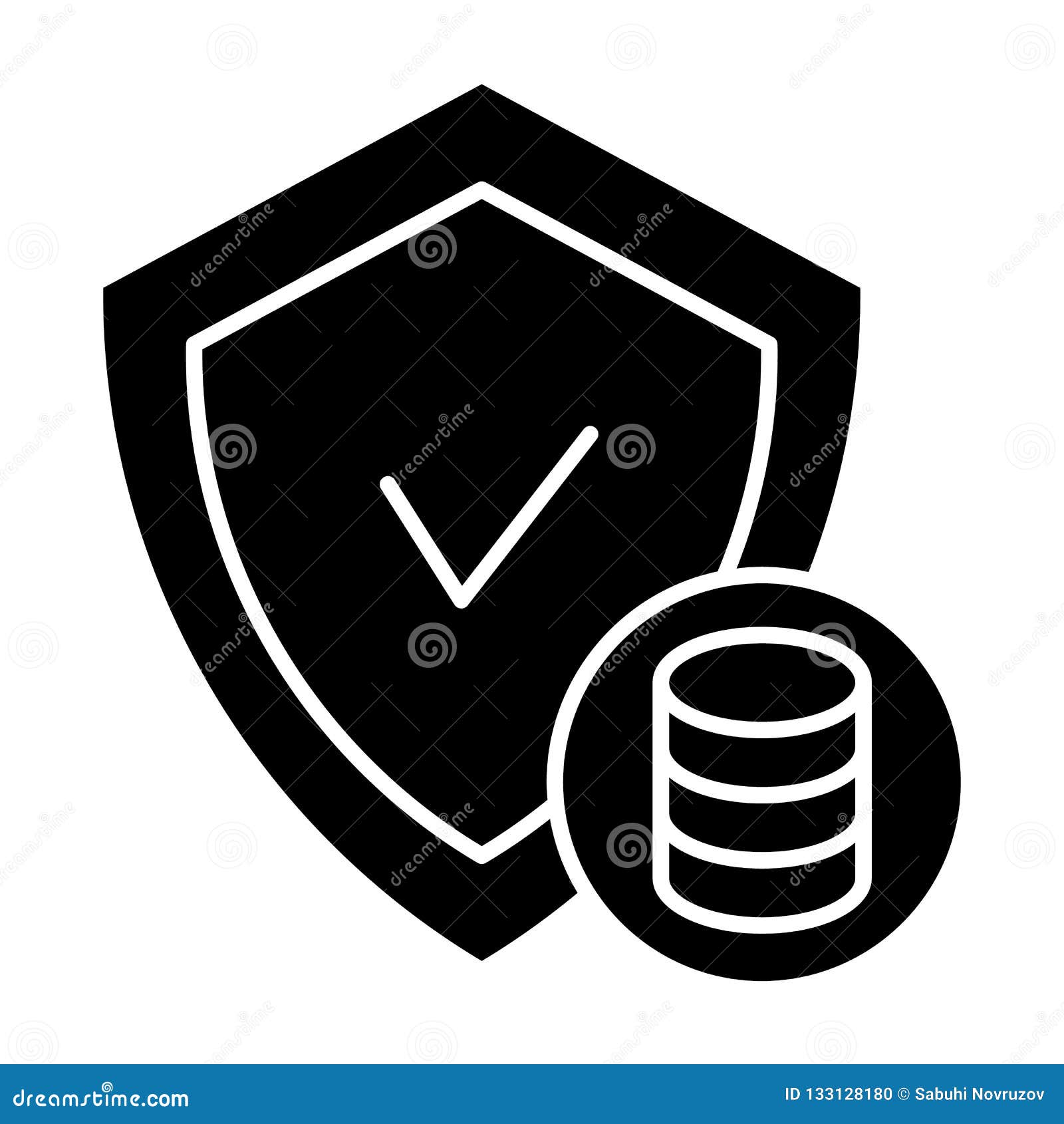 Money Protection Solid Icon. Shield with Coins Vector Illustration ...