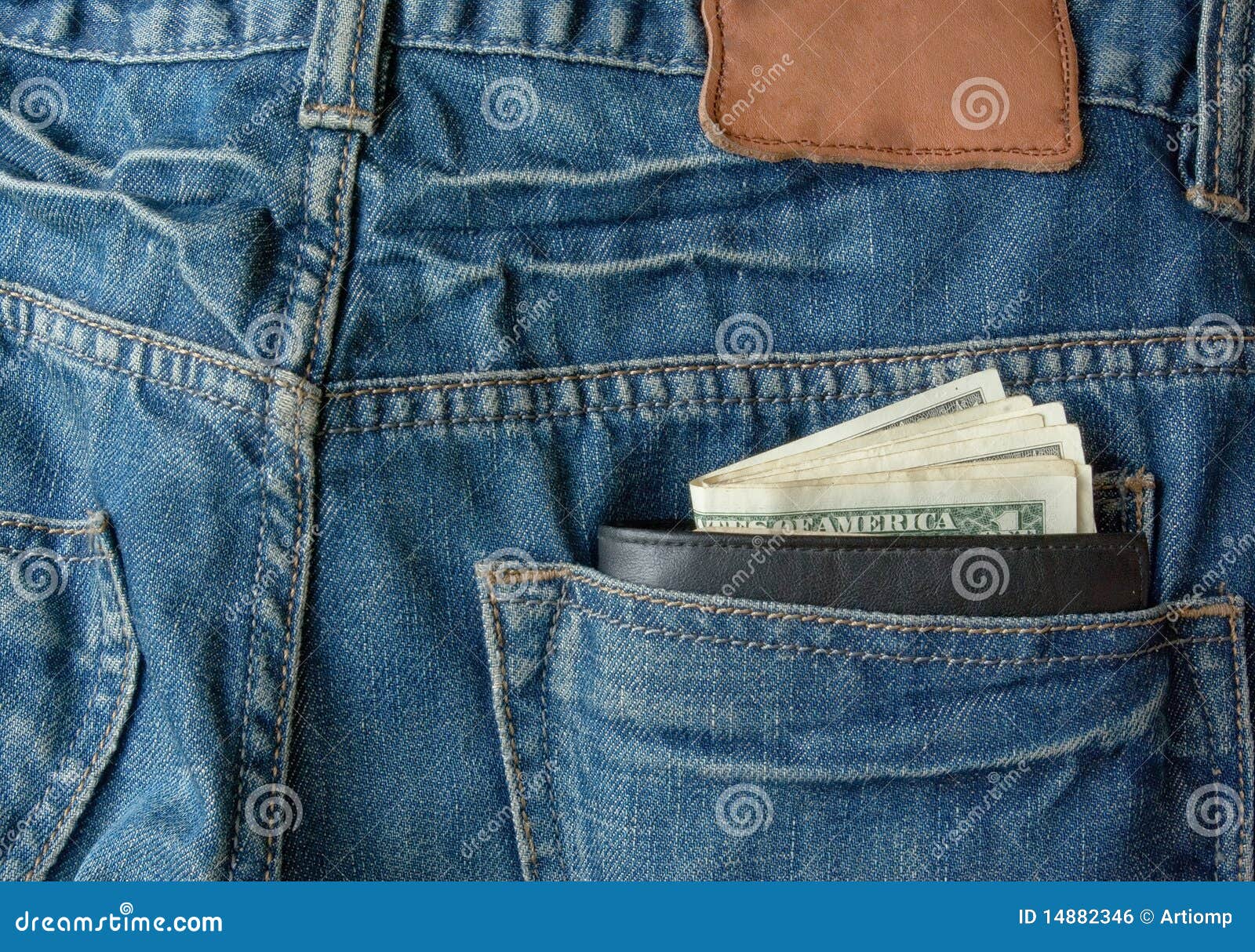 Money with Purse in Back Pocket Stock Photo - Image of closeup, pants ...