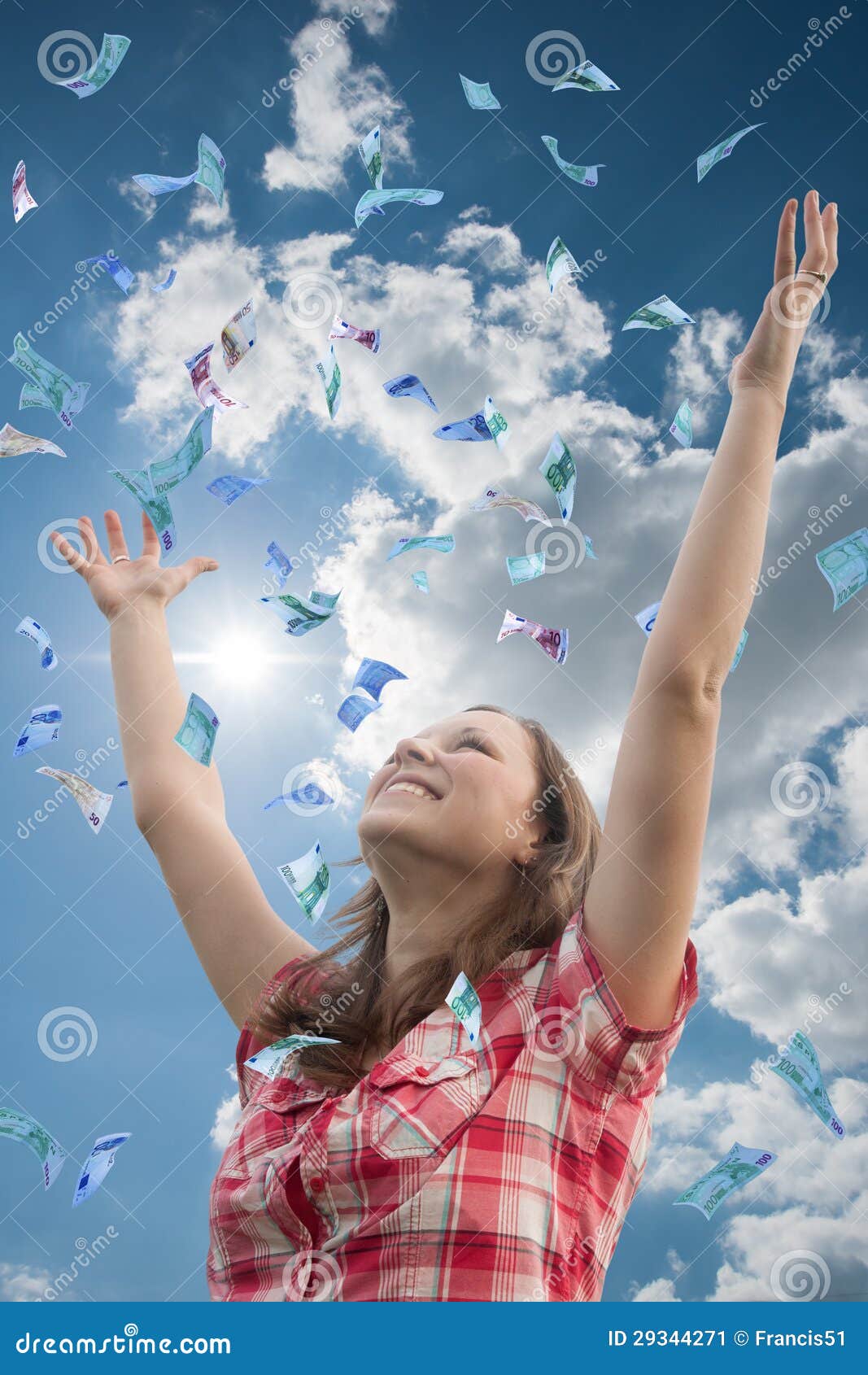 Money rain stock image. Image of female, euros, banking - 29344271