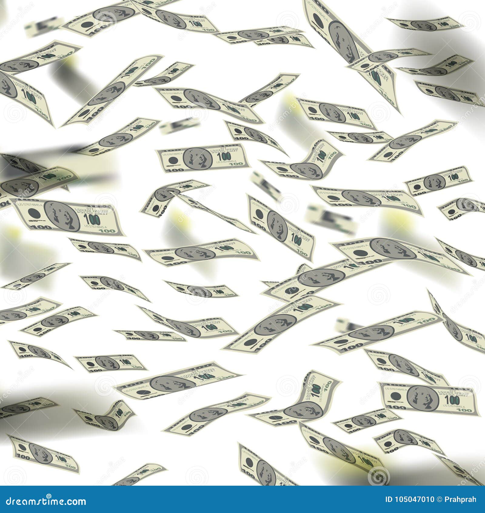 Falling Banknotes. Wealth Money Denominations Rain, Falling Dollar ...