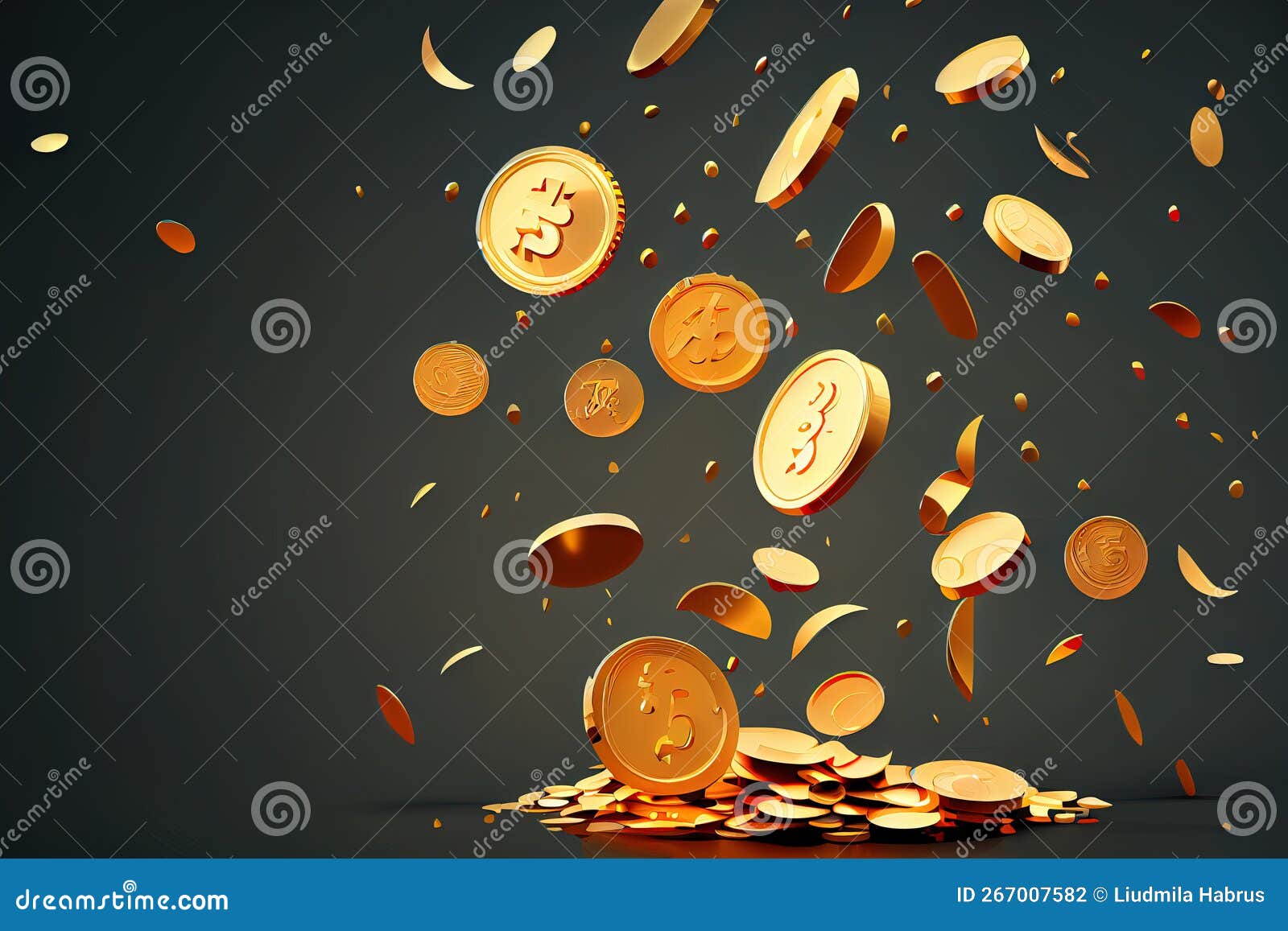Money Rain. Falling Gold Coins Stock Illustration - Illustration of ...