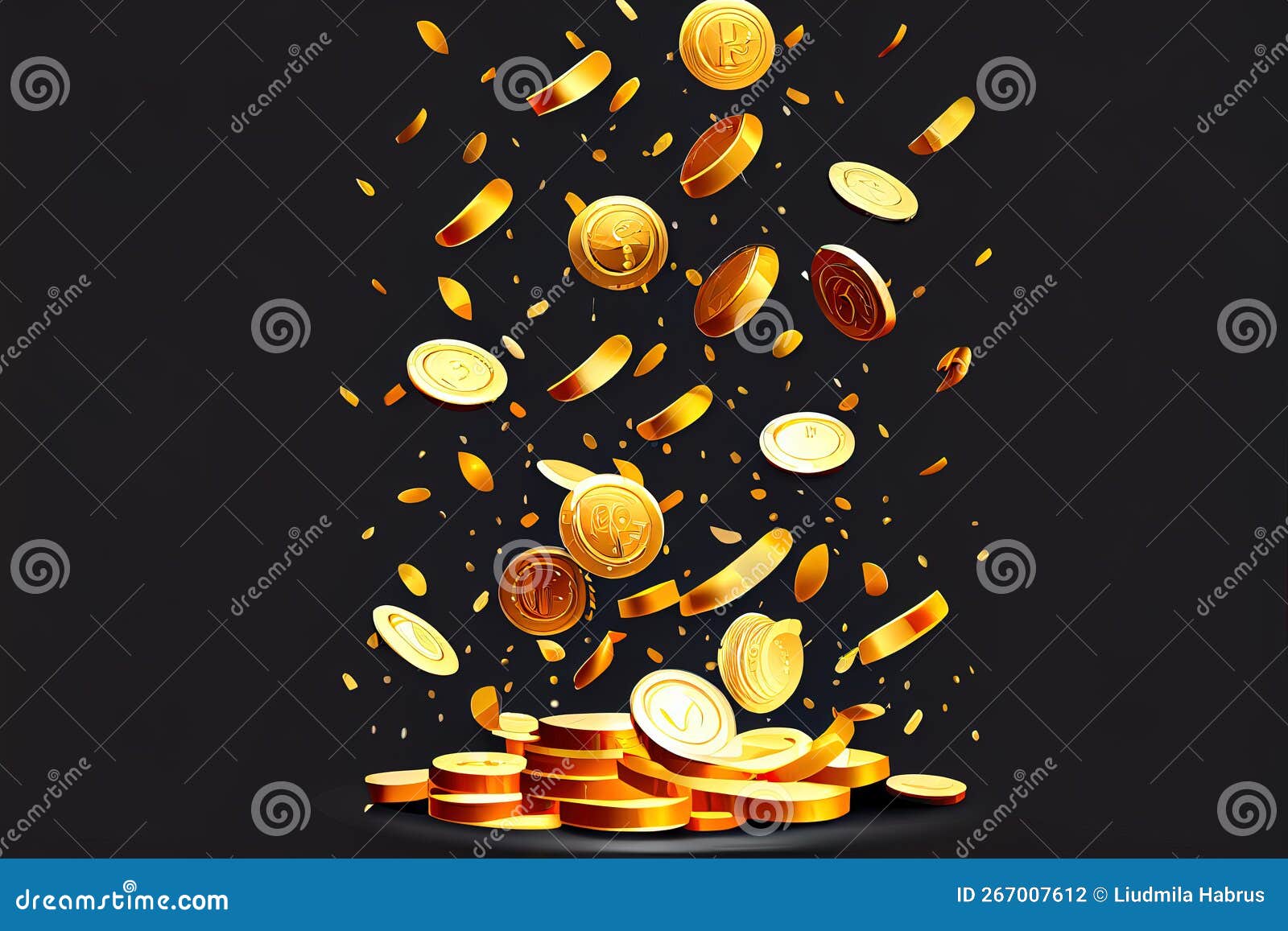 Money Rain. Falling Gold Coins Stock Illustration - Illustration of ...