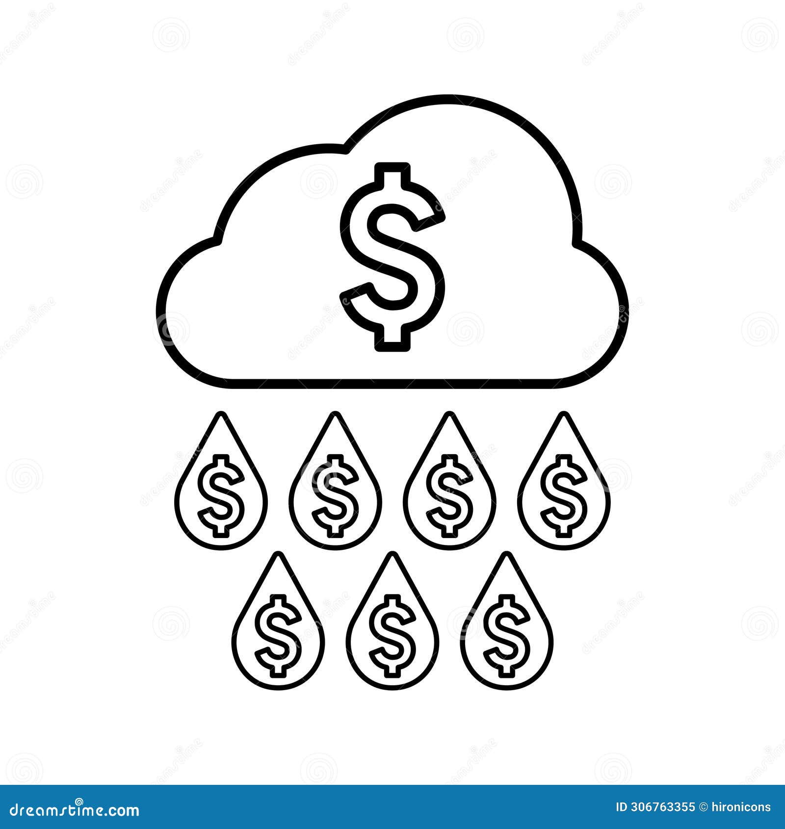 Money Rain Icon. Line, Outline Design Stock Illustration - Illustration ...
