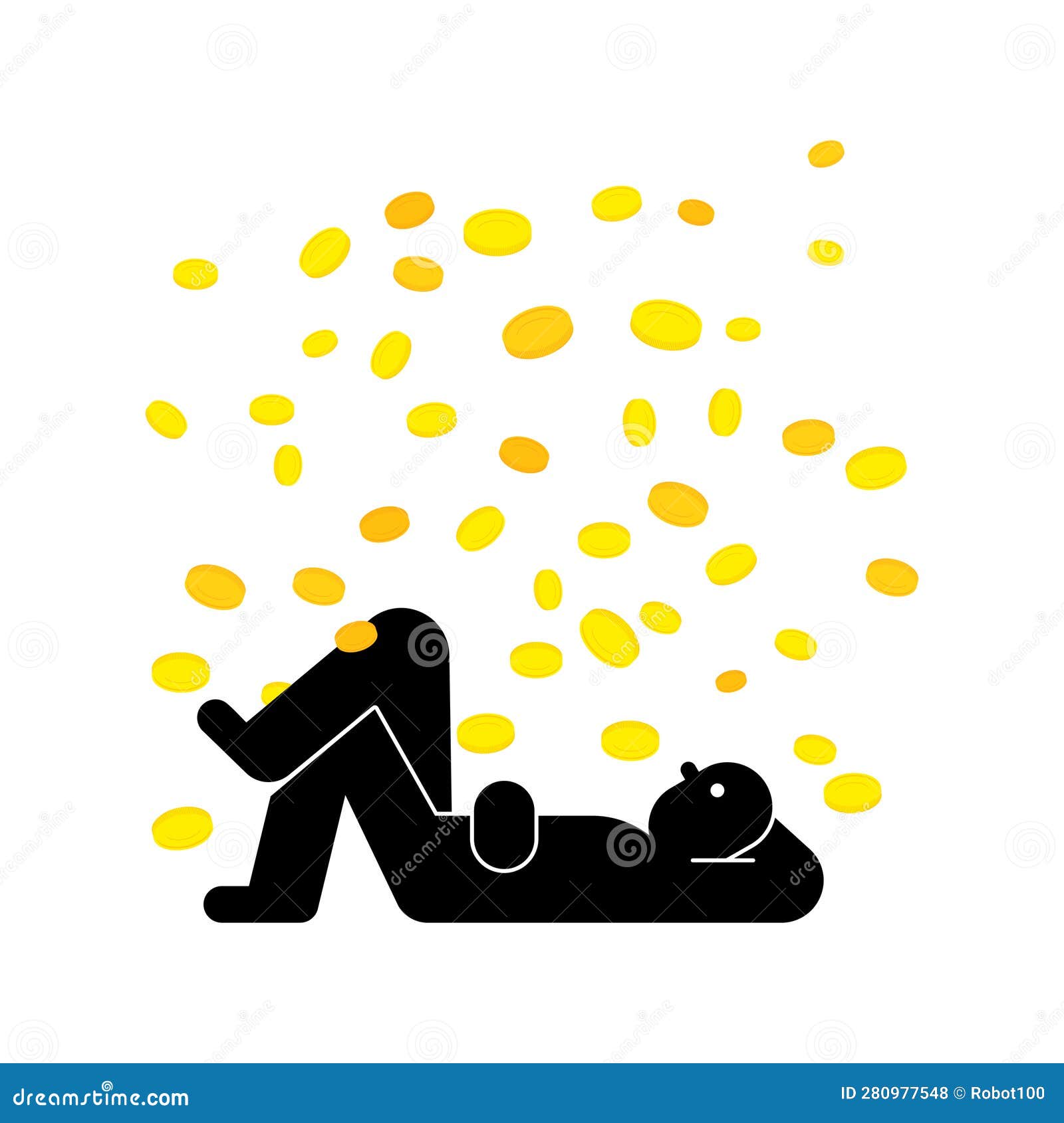 Money Rain. Money is Pouring on Person Stock Vector - Illustration of ...