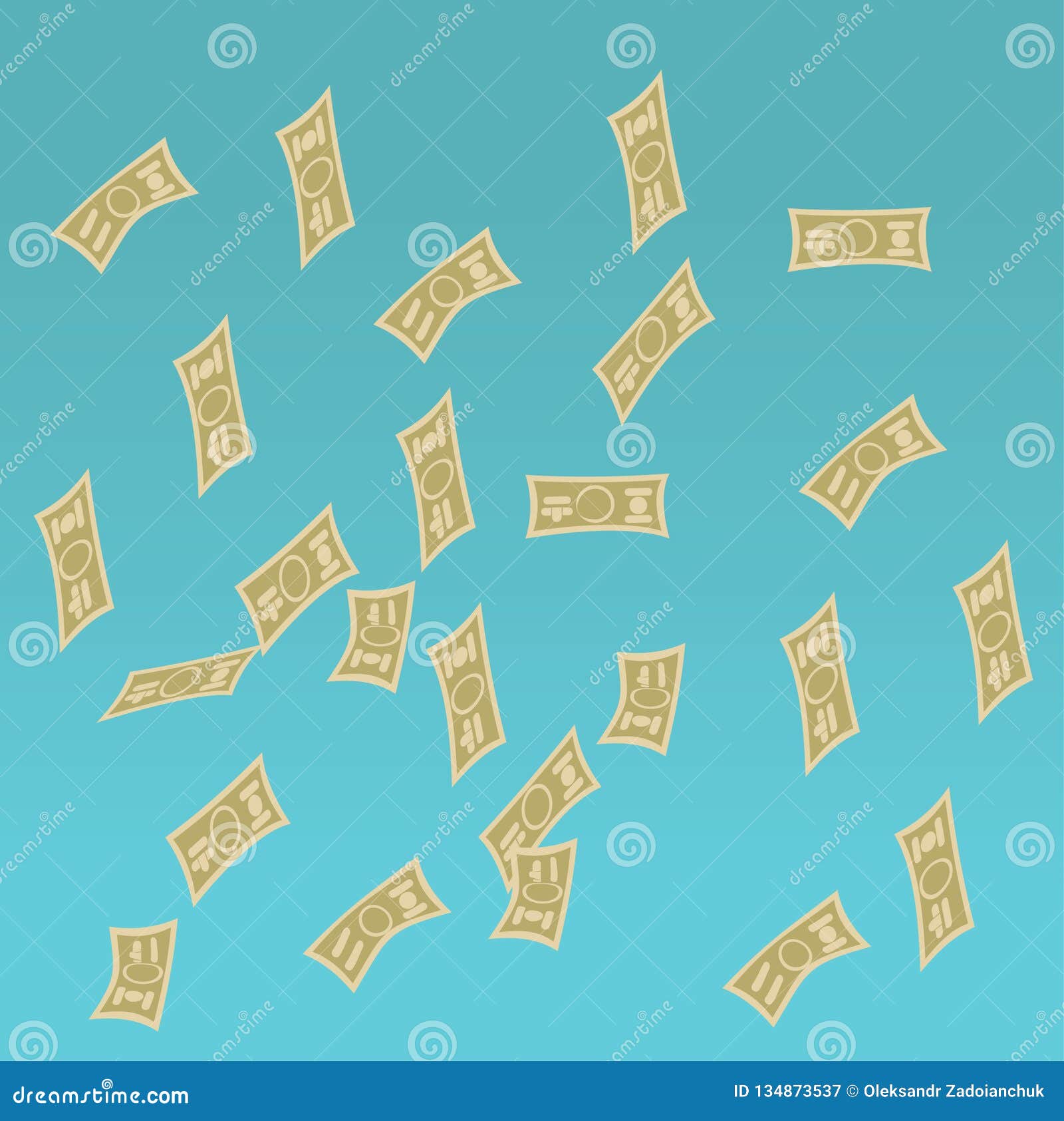 Money Rain. Seamless Pattern with Falling Dollars. Vector Illustration ...