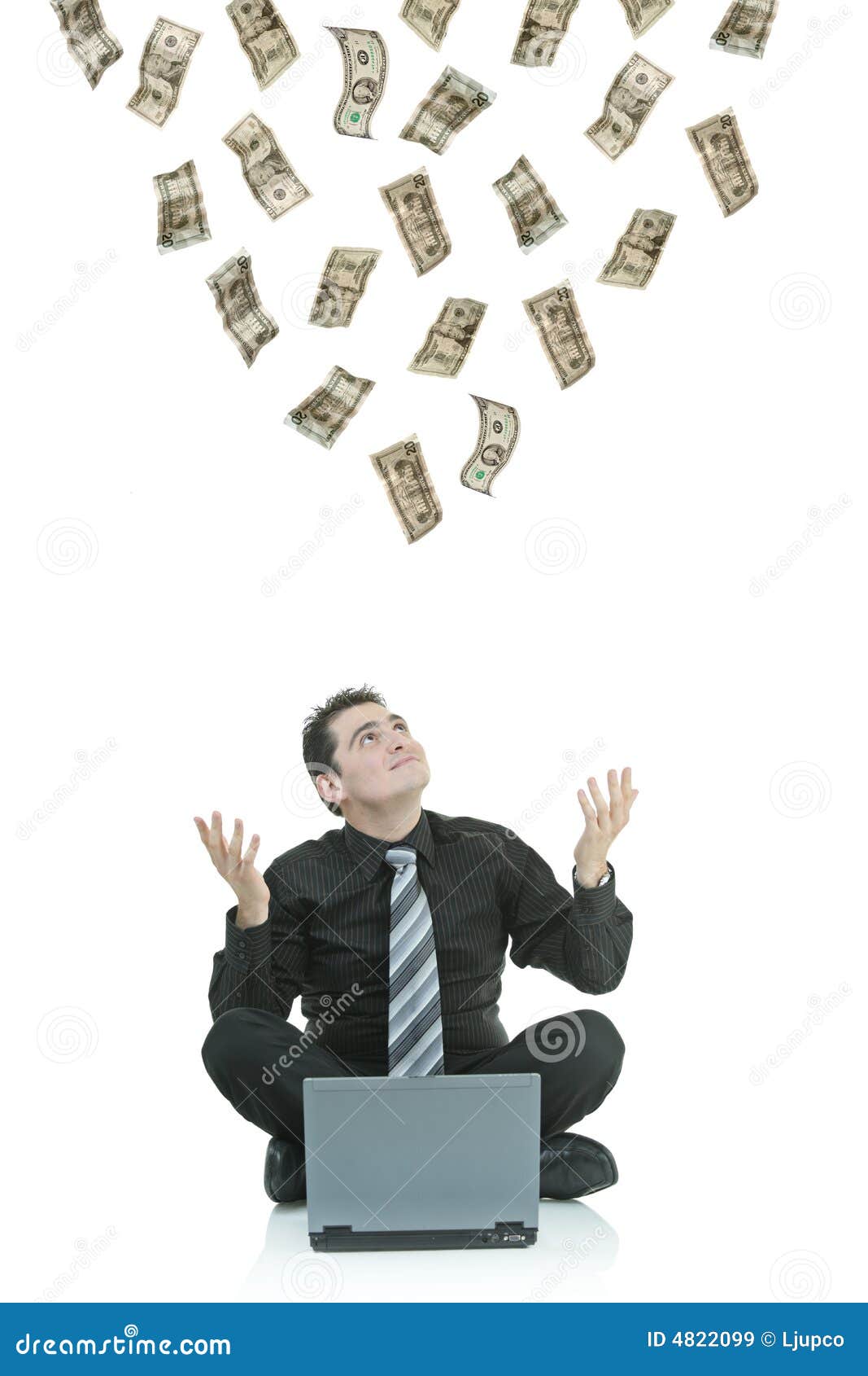 Money Raining Down on a Businessman Stock Image - Image of earnings ...