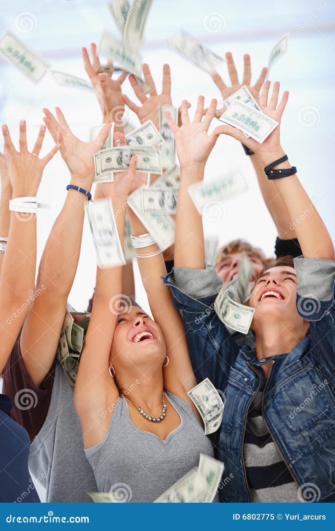 Money Raining Down on Young Teens Stock Image - Image of people ...