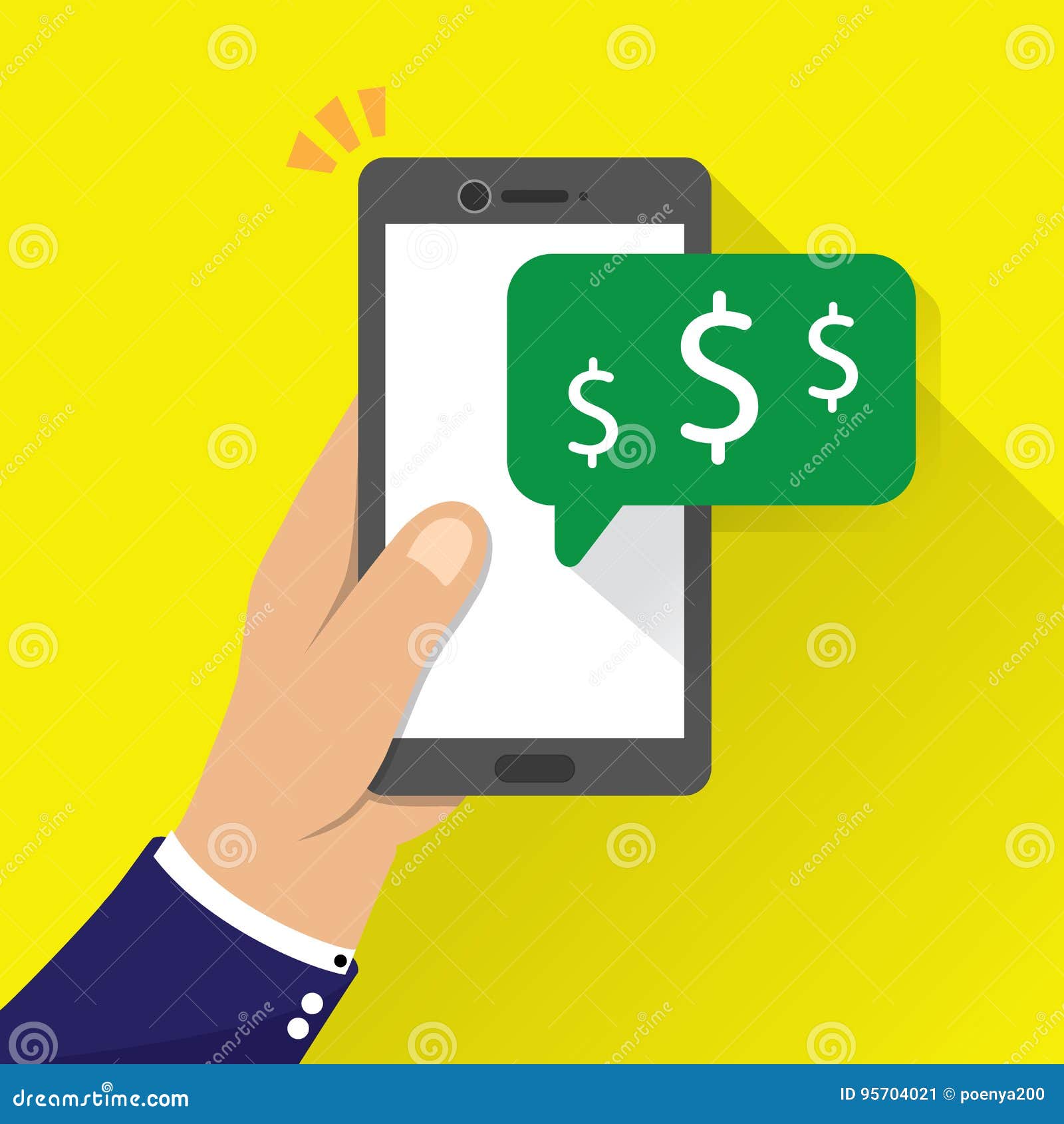 Money Receive Notification on Mobile Phone Stock Vector - Illustration ...