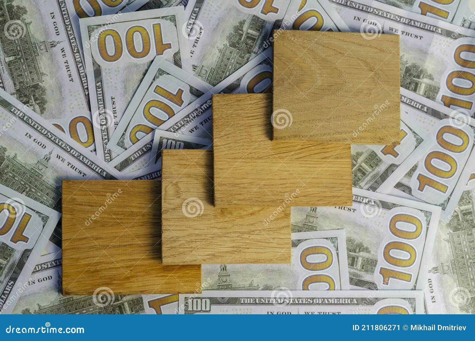 Money and Rectangular Wooden Planks Stock Image - Image of flat ...