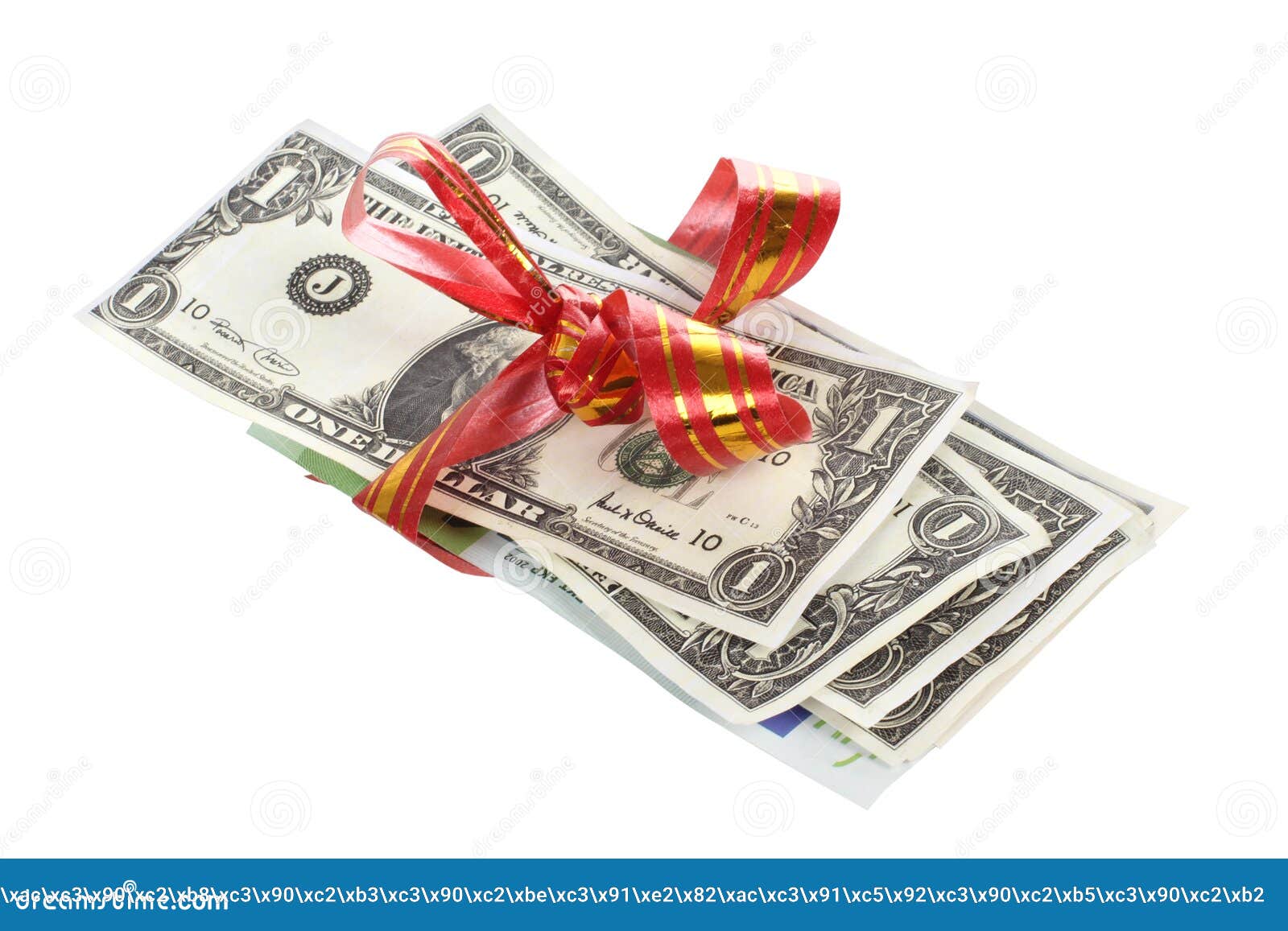 Money and red bow stock photo. Image of banknote, roll - 23569348