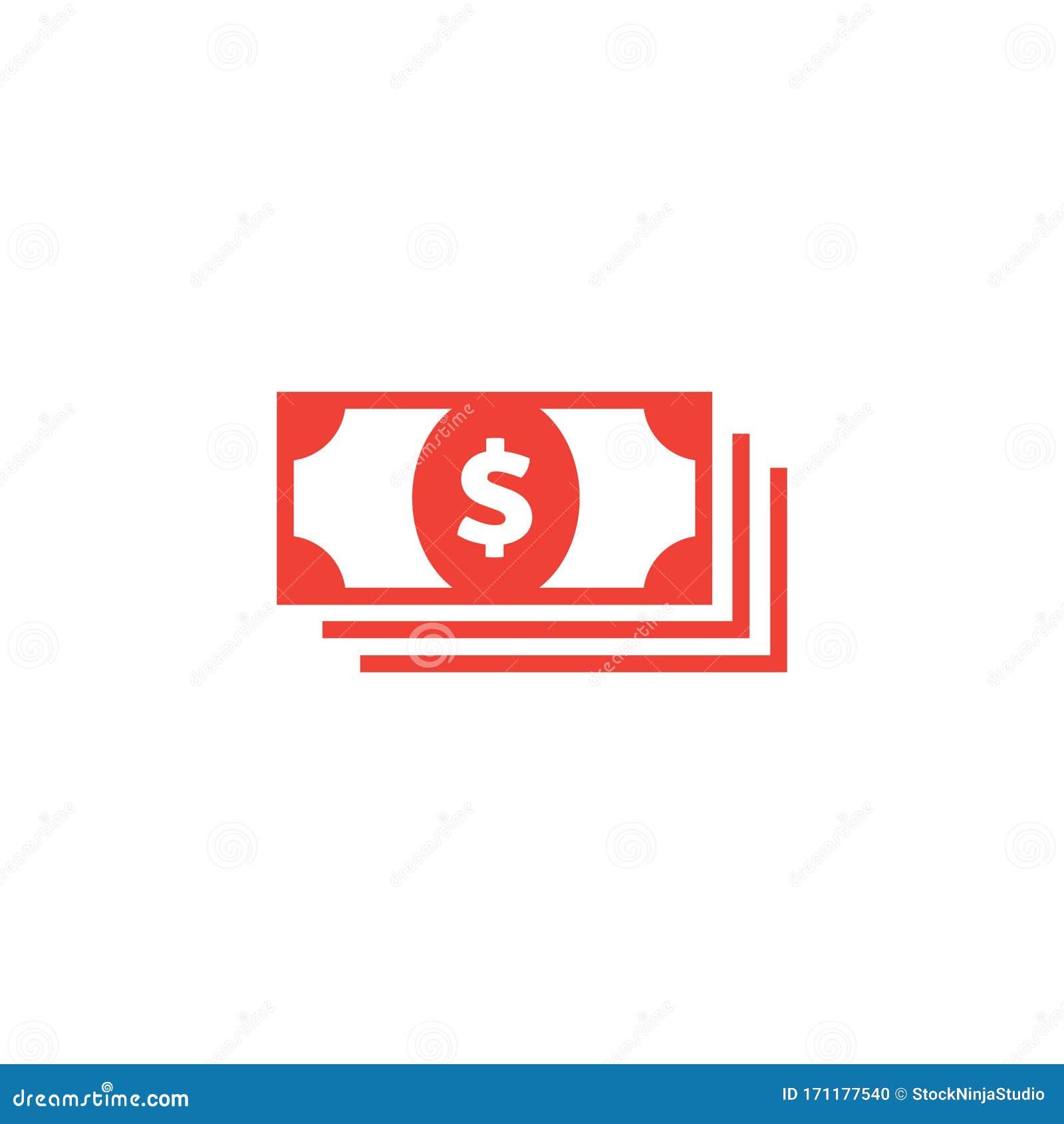 Money Red Icon on White Background. Red Flat Style Vector Illustration ...