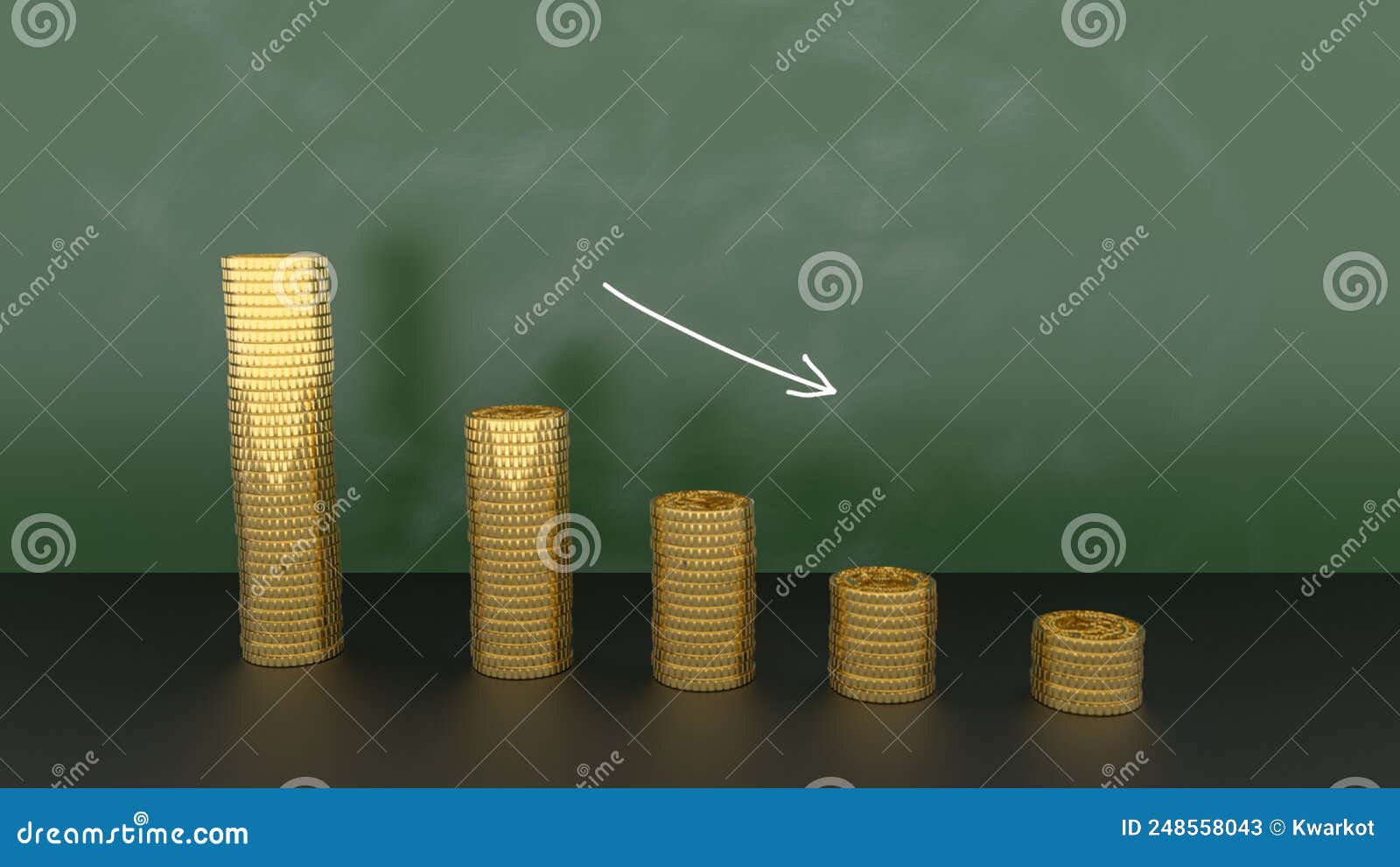 Money Reduction Vector Icon. Stacks Of Coins Illustration Symbol ...