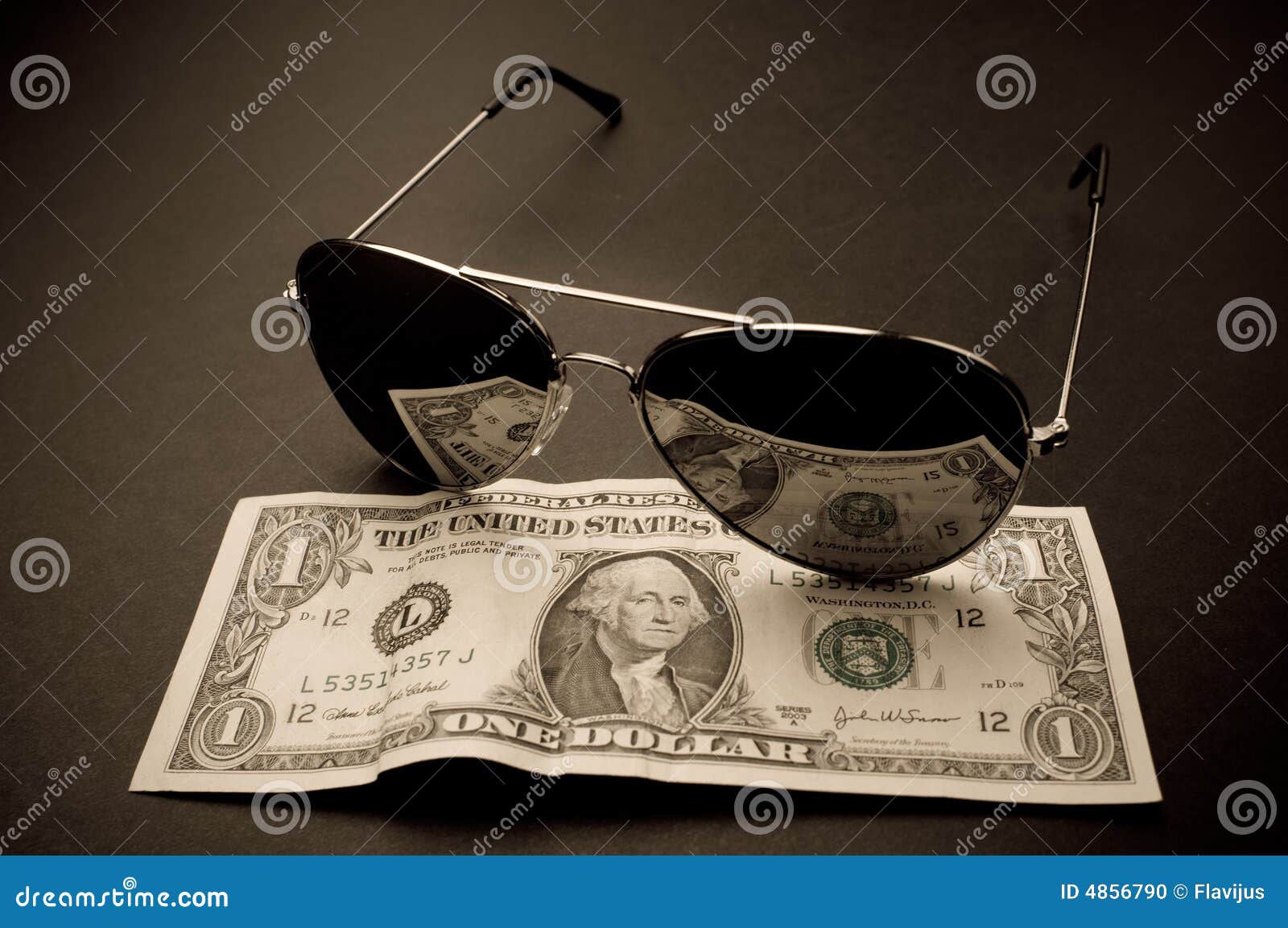 Money Reflection in a Sunglasses Stock Photo - Image of money, casual ...