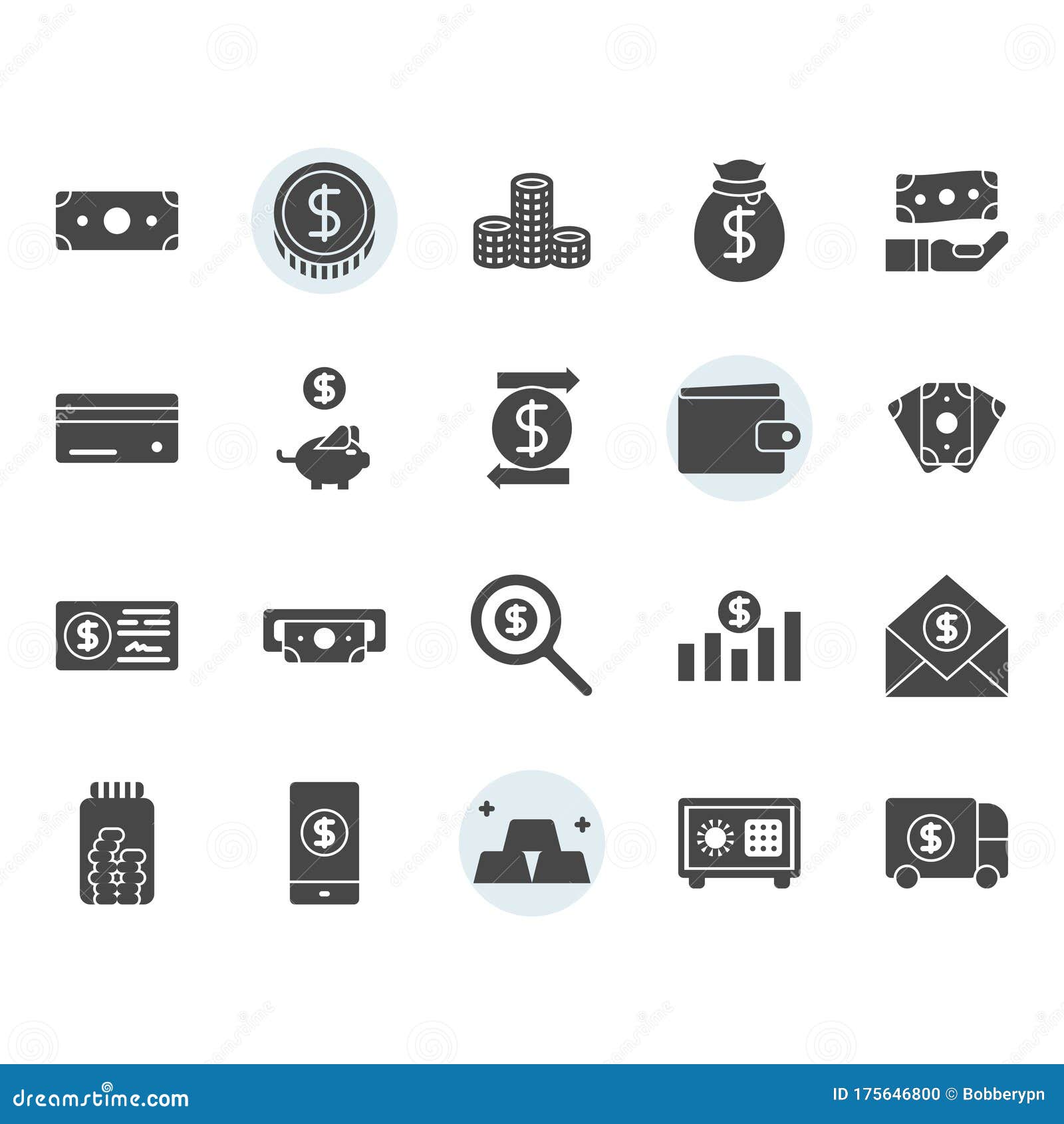 Money Related Icon and Symbol Set Stock Vector - Illustration of dollar ...