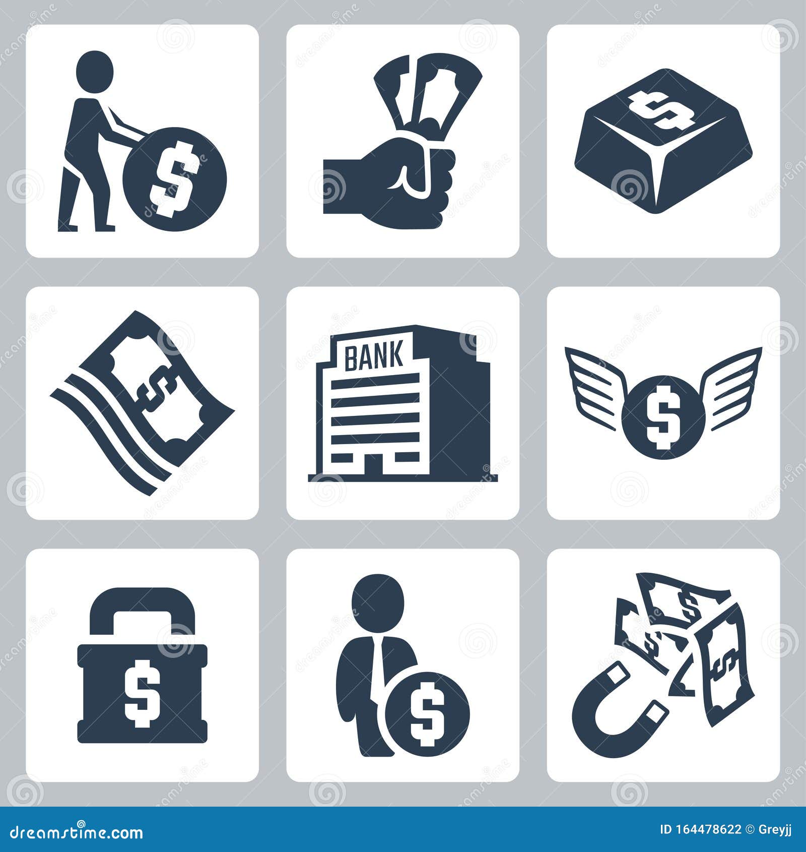 Money related icons set stock vector. Illustration of note - 164478622