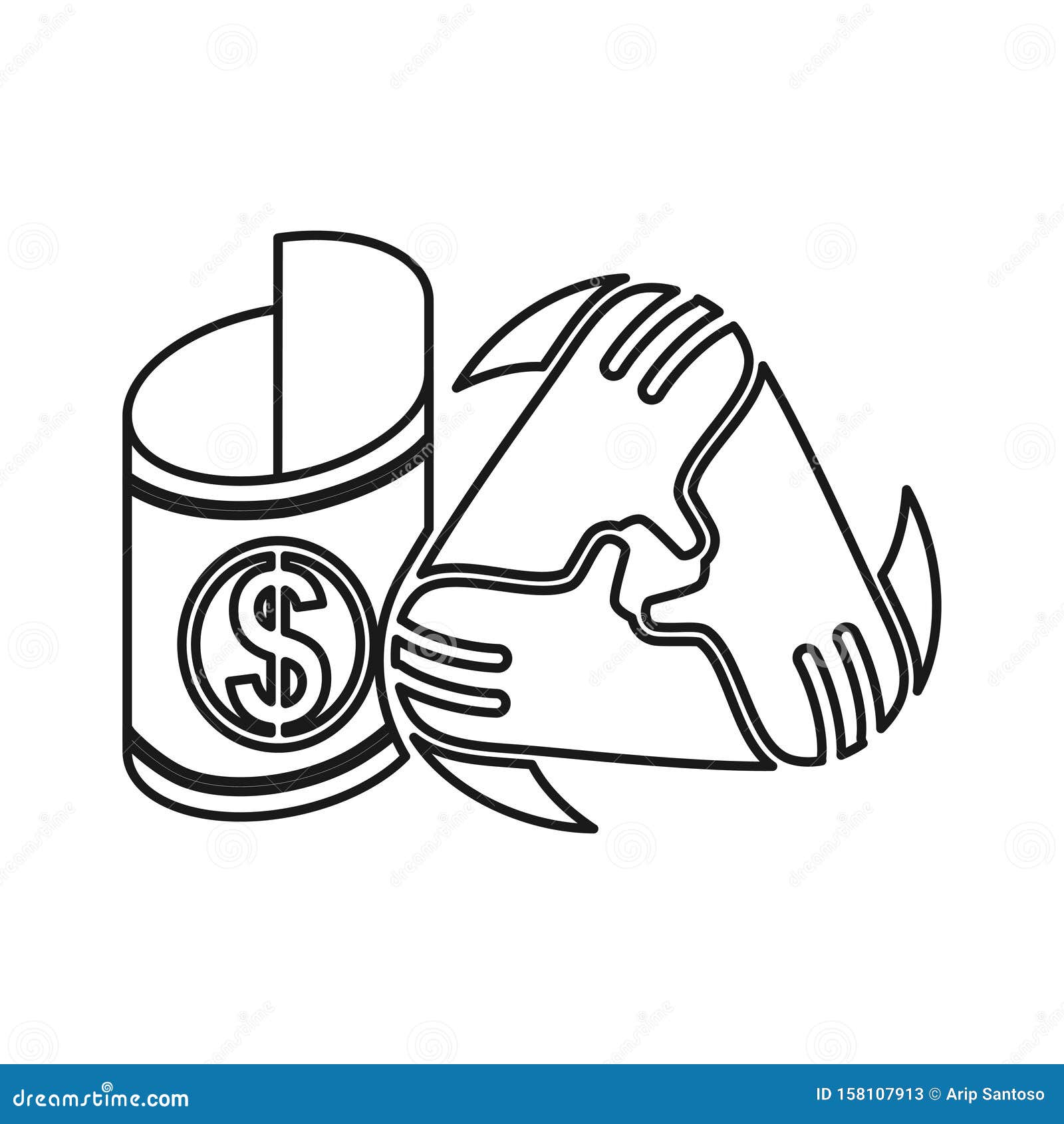 Money Roll Commitment Teamwork Together Outline Logo Cartoon Vector ...