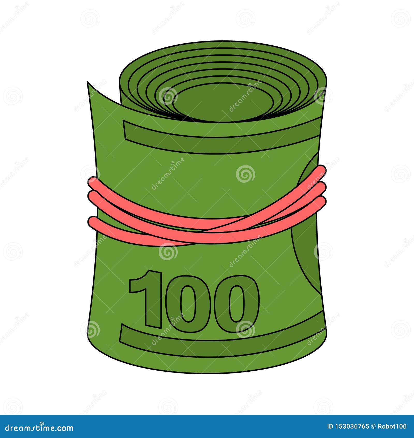 Money Roll Isolated. Dollars Rolled Cash Stock Vector - Illustration of ...
