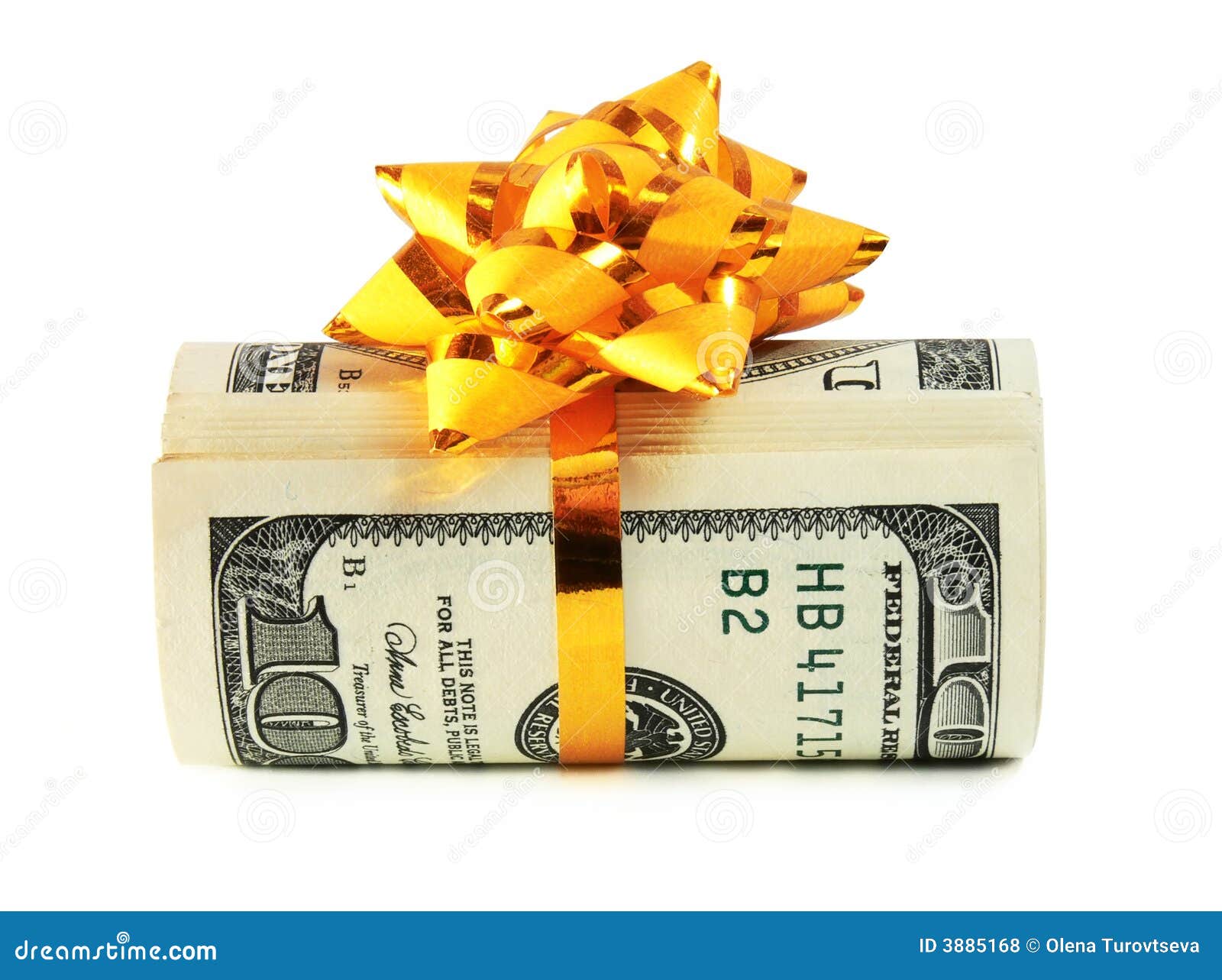 Money Roll Wrapped in a Golden Ribbon 2 Stock Photo - Image of building ...