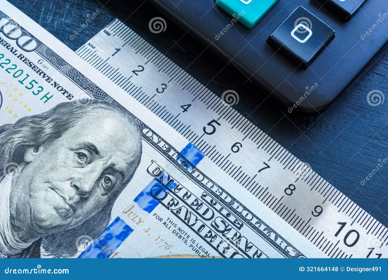 Money, Ruler and Calculator. Performance Based Pay Concept. Stock Photo ...