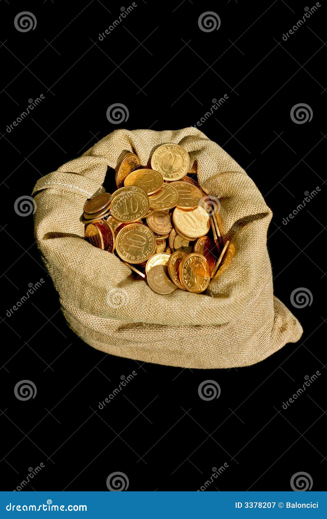 Money in sack stock image. Image of investment, cash, metal - 3378207