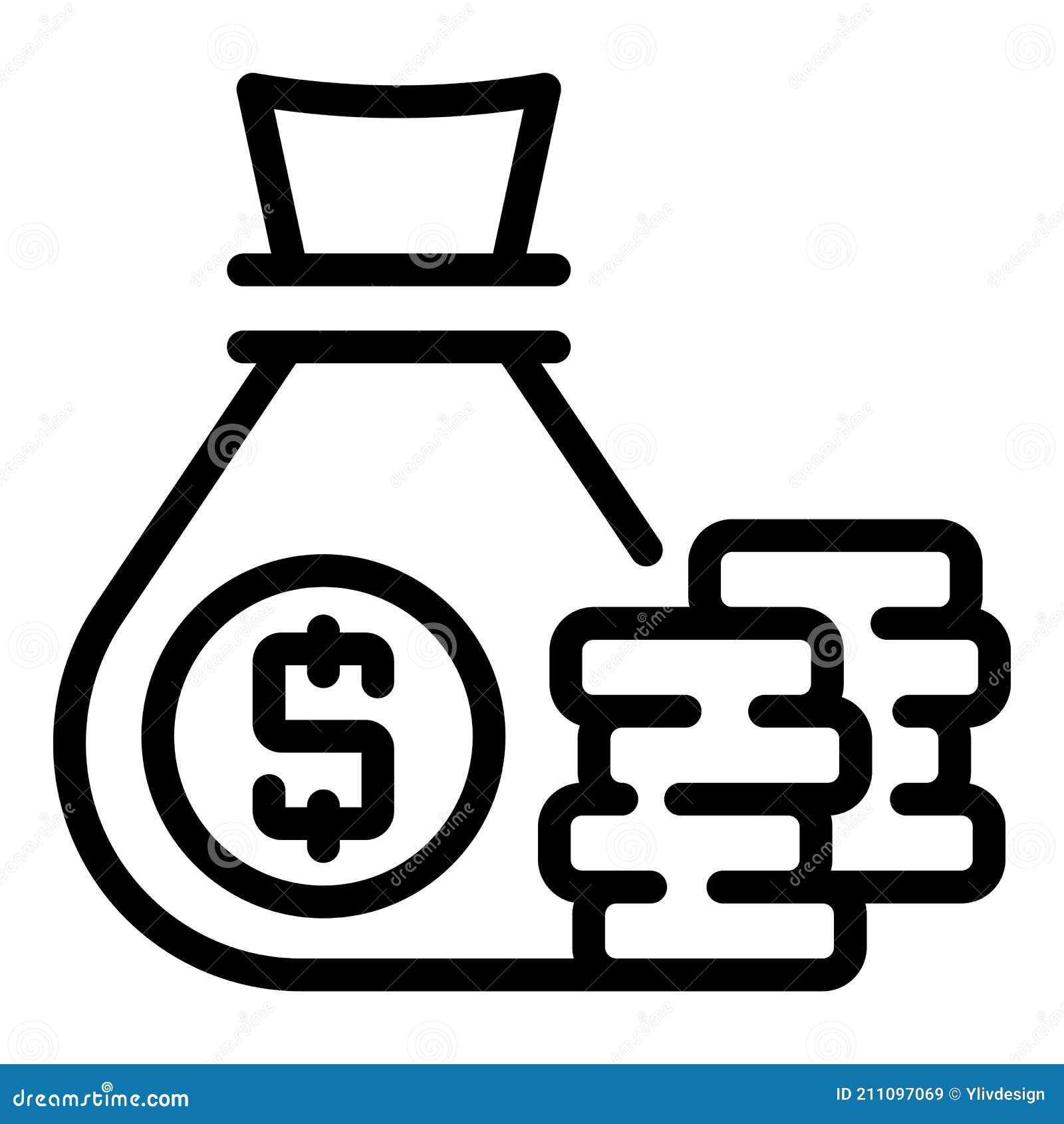Money Sack Icon, Outline Style Stock Vector - Illustration of moneybag ...