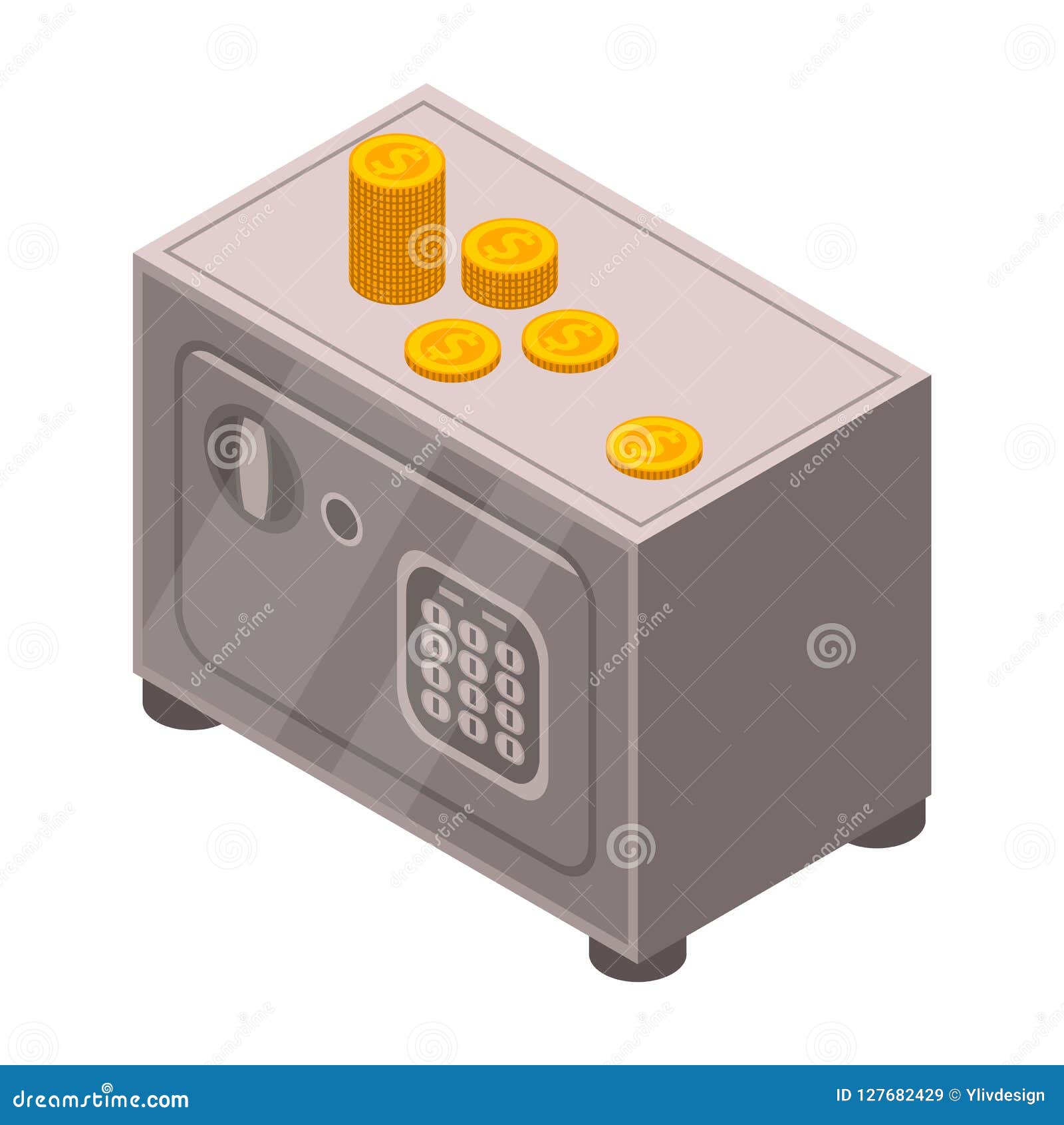 Money Safe Icon, Isometric Style Stock Vector - Illustration of metal ...