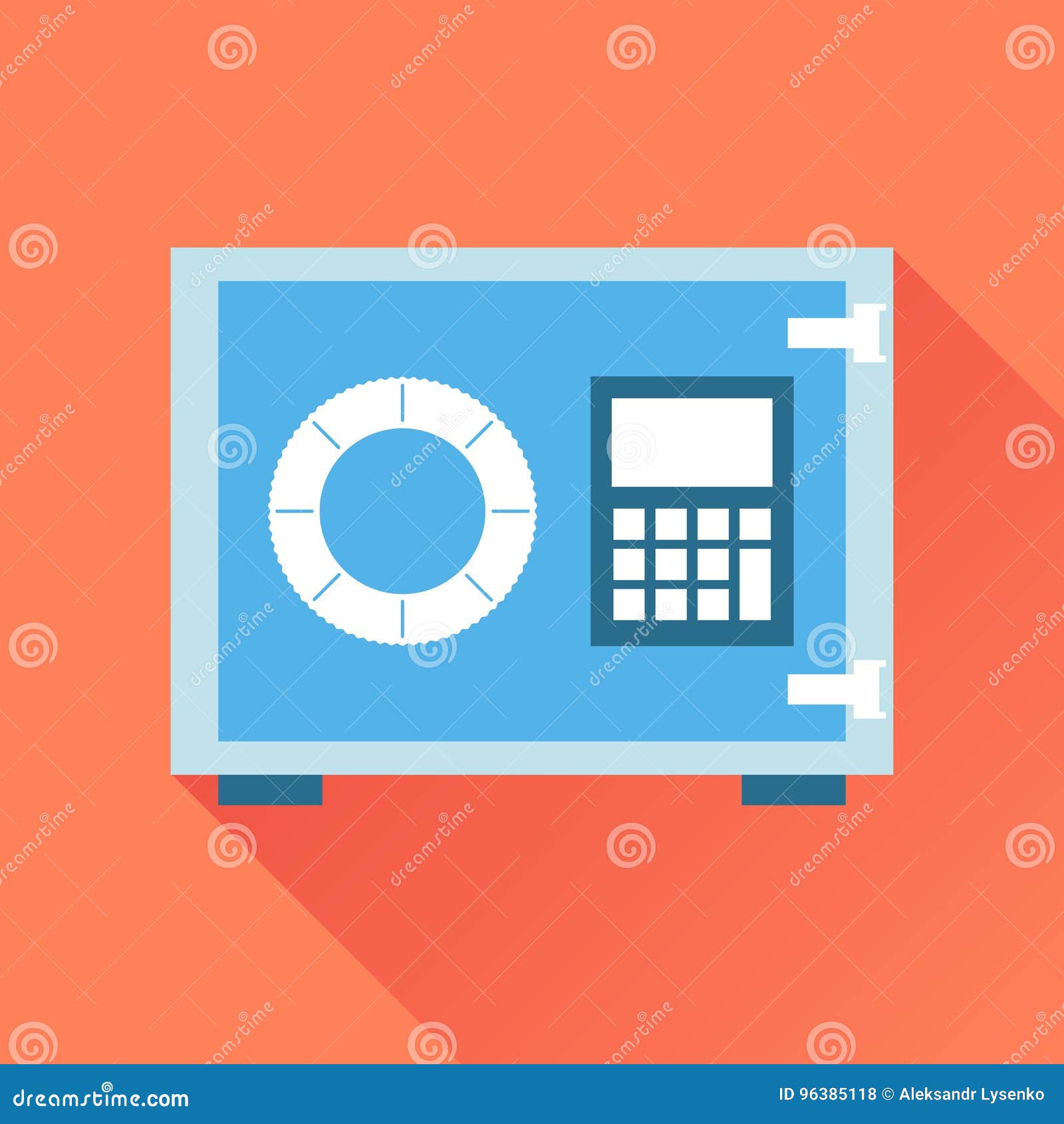 Money Safe Icon. Vector Illustration in Flat Style on Orange Background ...