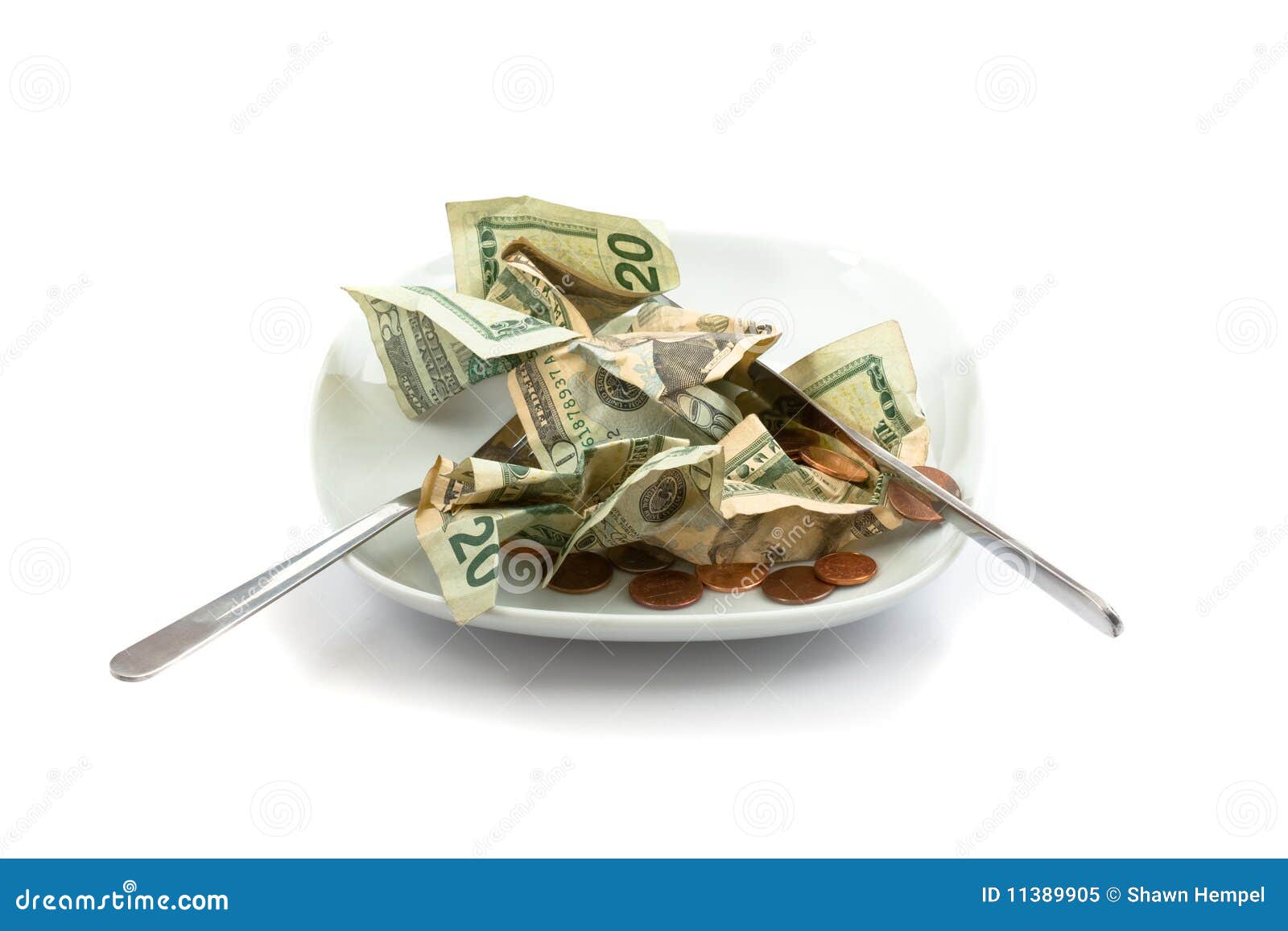 Money Salad with Dressing of Coins Stock Image - Image of economics ...