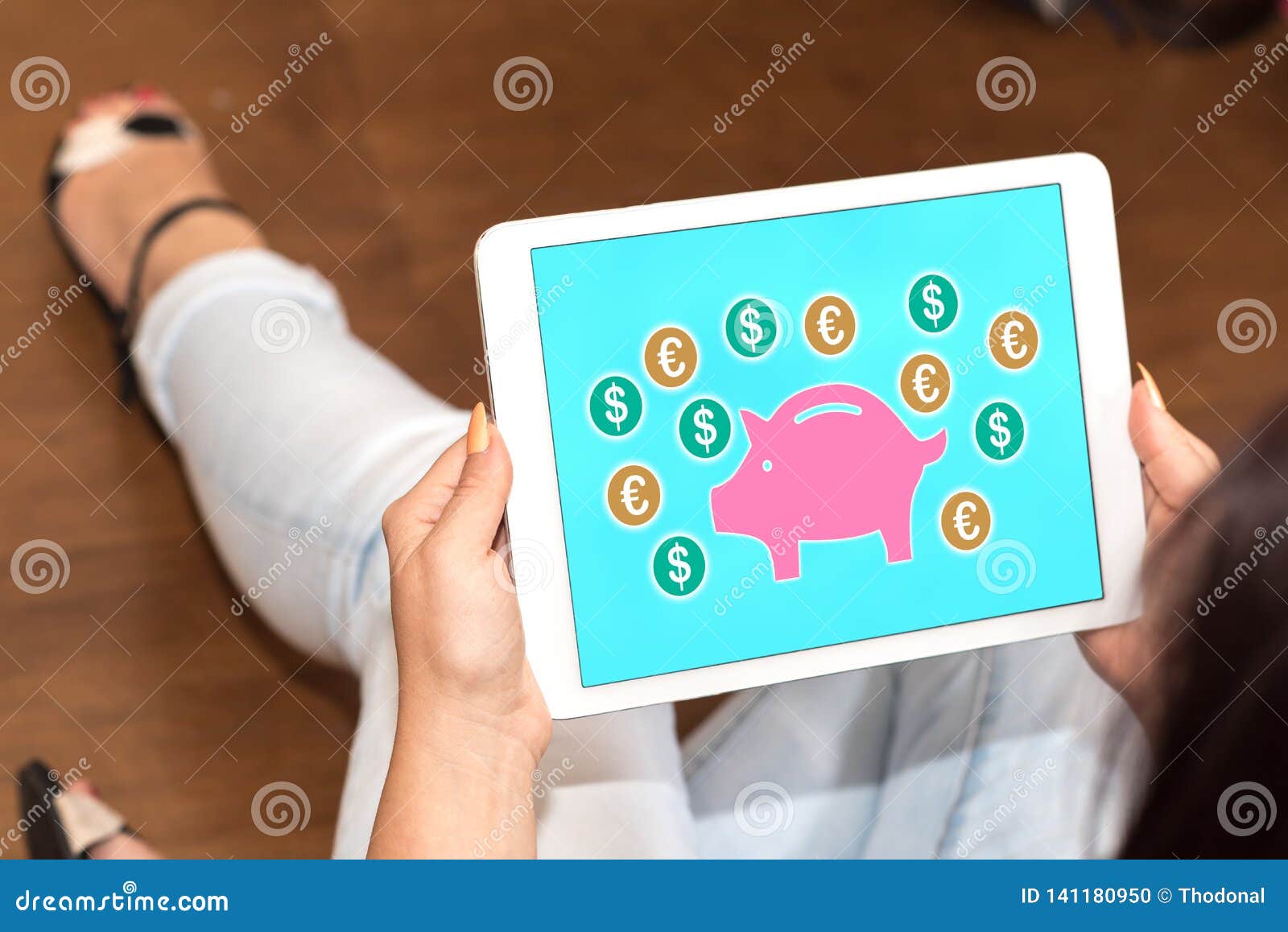 Money Saving Concept on a Tablet Stock Photo - Image of economy ...