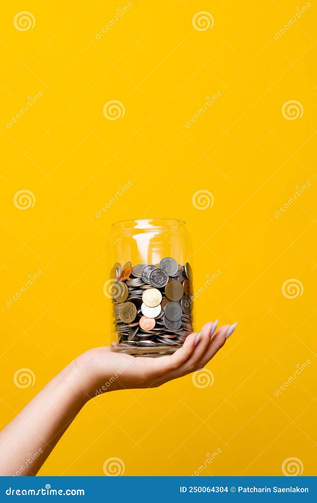 Saving Girl Coin Hand Put Money on Hand Money Saving Concept with Copy ...
