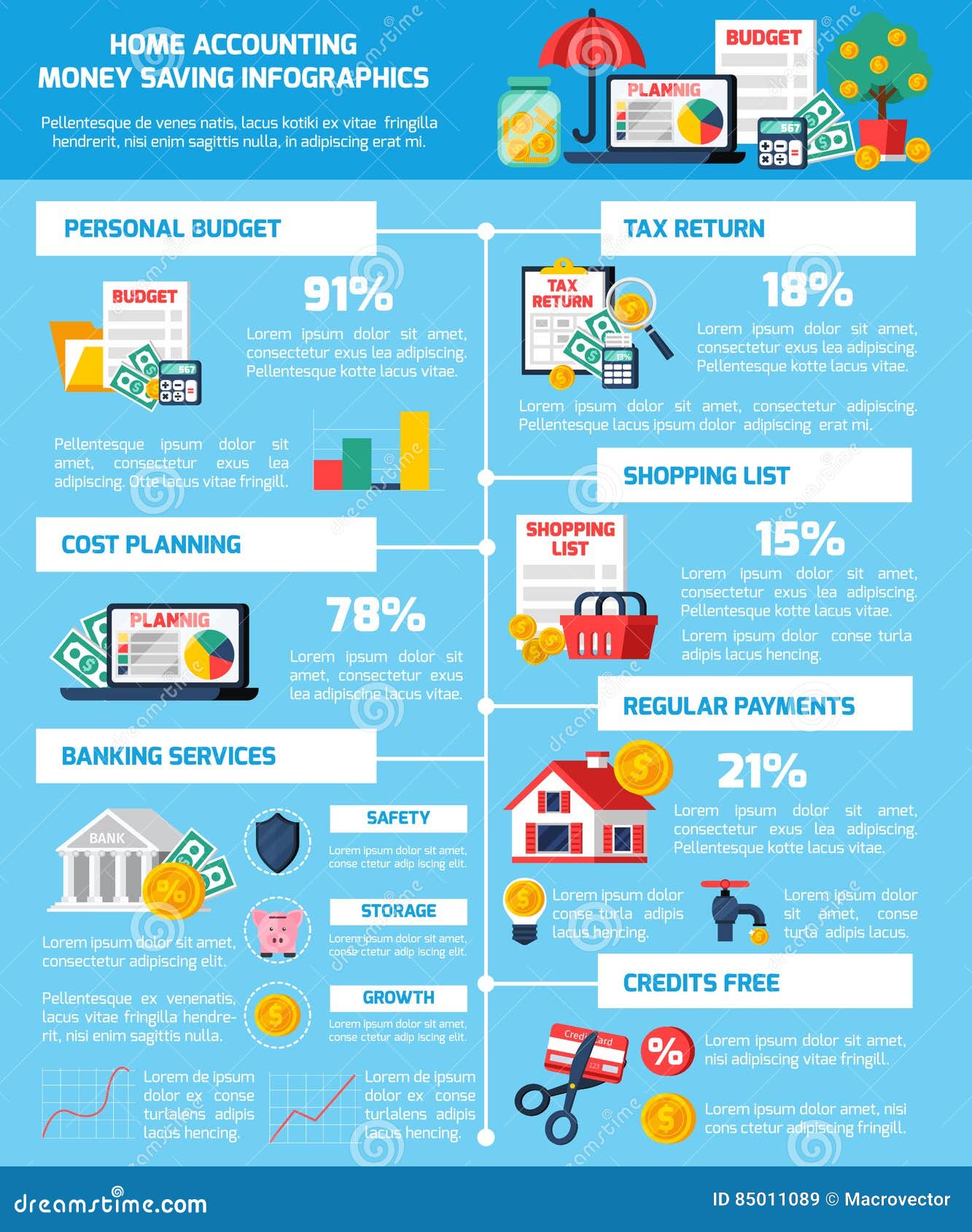 Money Saving Infographic Set Stock Vector - Illustration of page ...