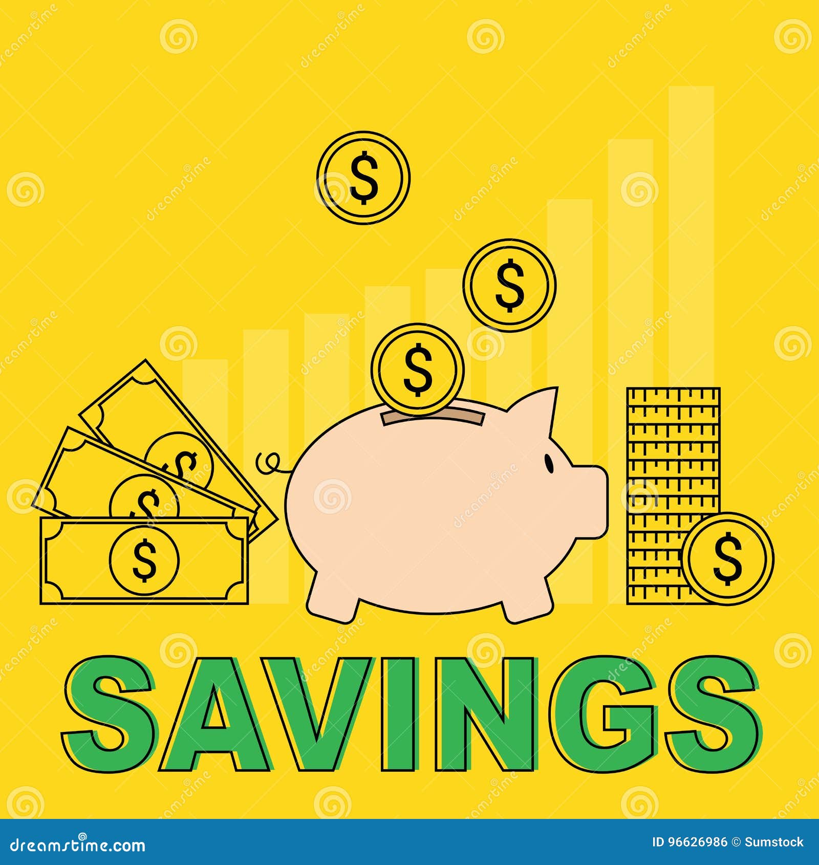 Money Savings and Growth Concept Stock Vector - Illustration of rise ...
