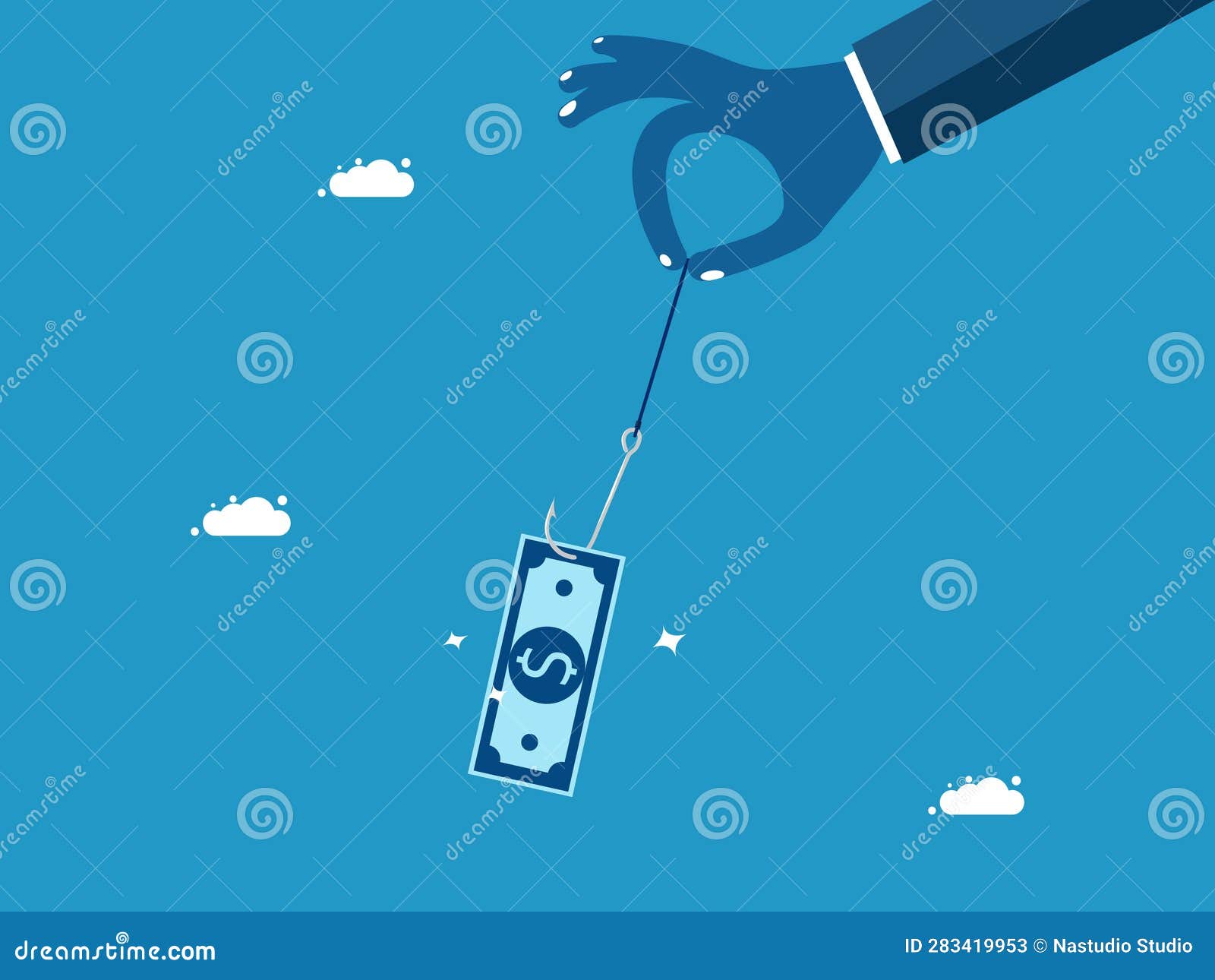 Money Scam. Businessman Using a Money Hook As Bait Stock Vector ...