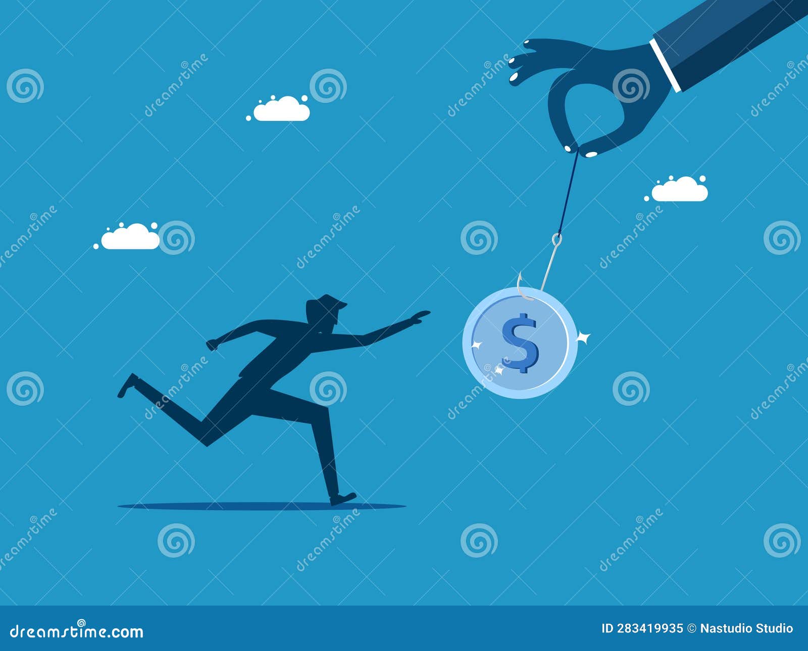 Money Scam. Man Run and Grab Victim Money Stock Vector - Illustration ...