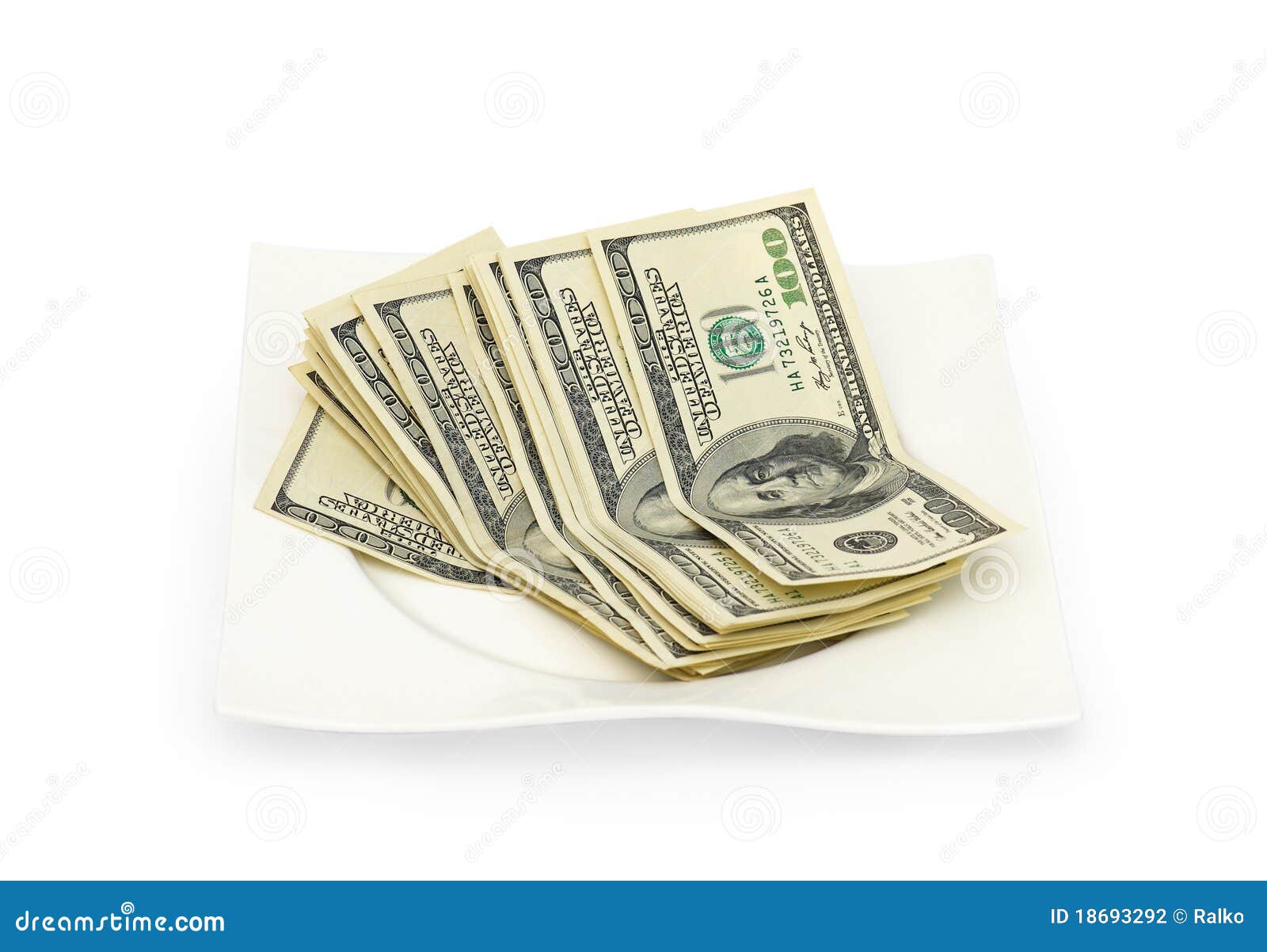 Money Scattered on a Plate Isolated Stock Photo - Image of backgrounds ...