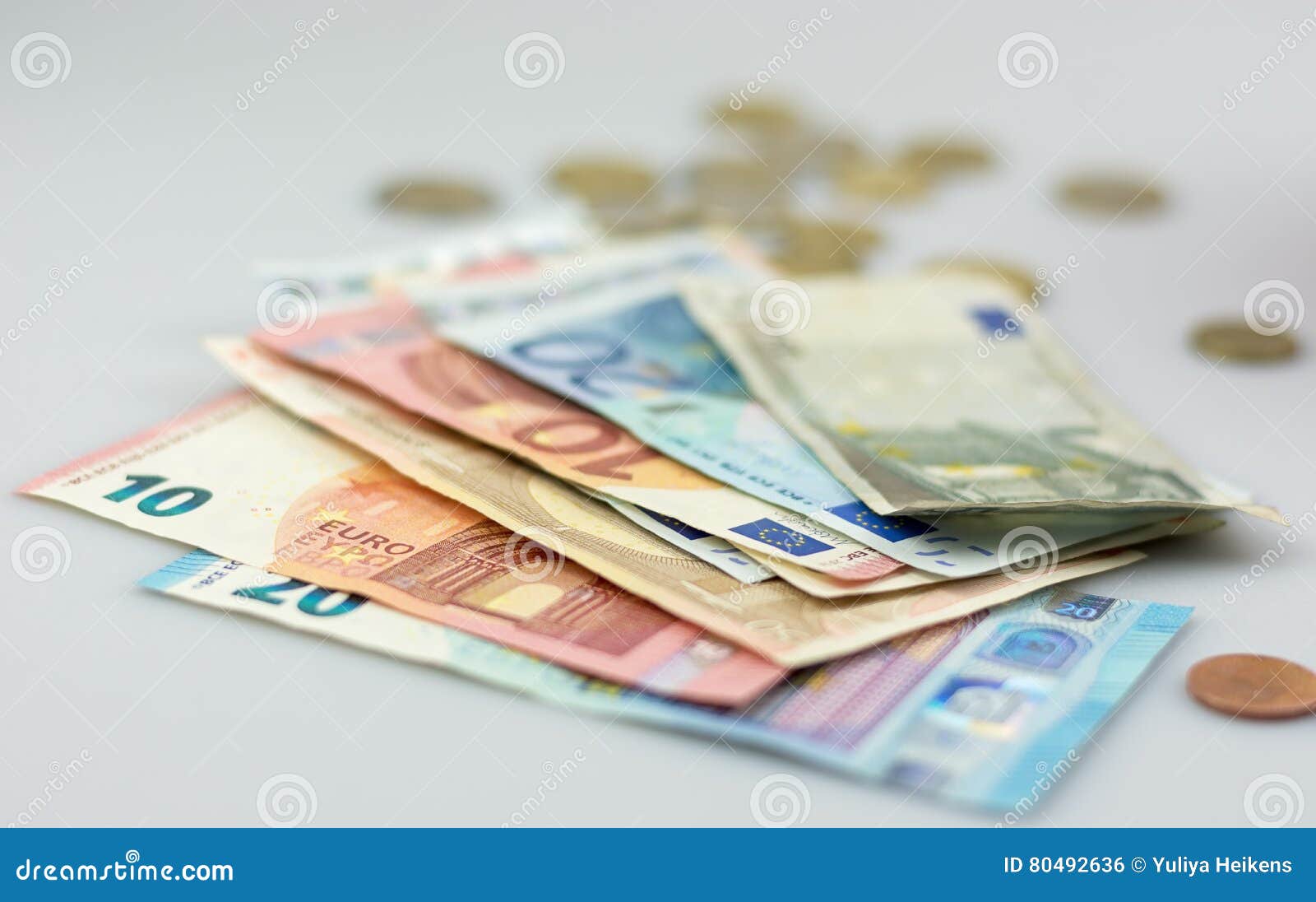 Money scattered on a table stock photo. Image of euro - 80492636